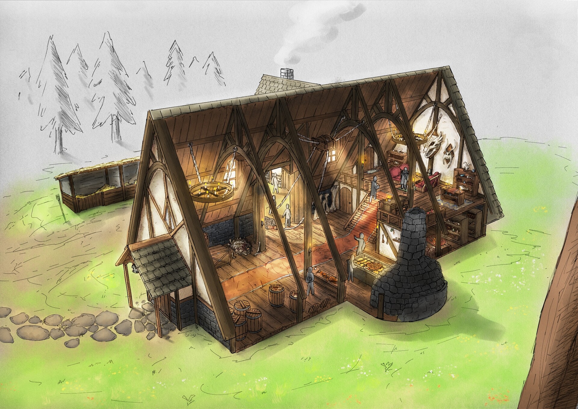 ArtStation - Monster Hunter workshop / Building design