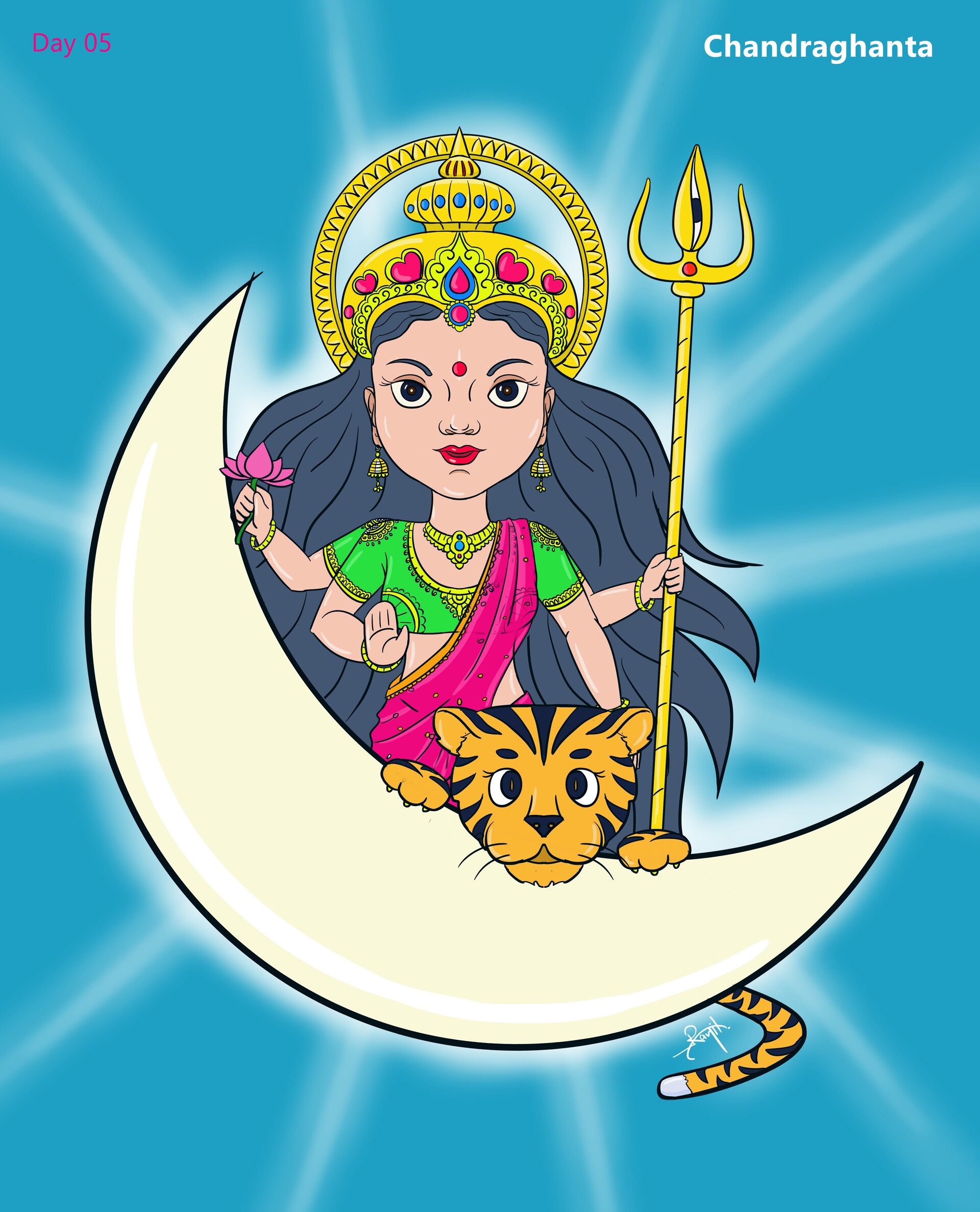 ArtStation - Mata chandraghanta, avatar of maa durga.