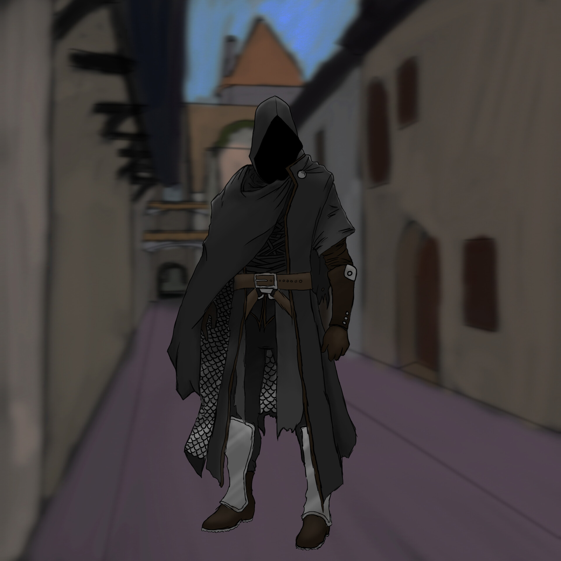 ArtStation - Illustration practice, Cloaked medival Character