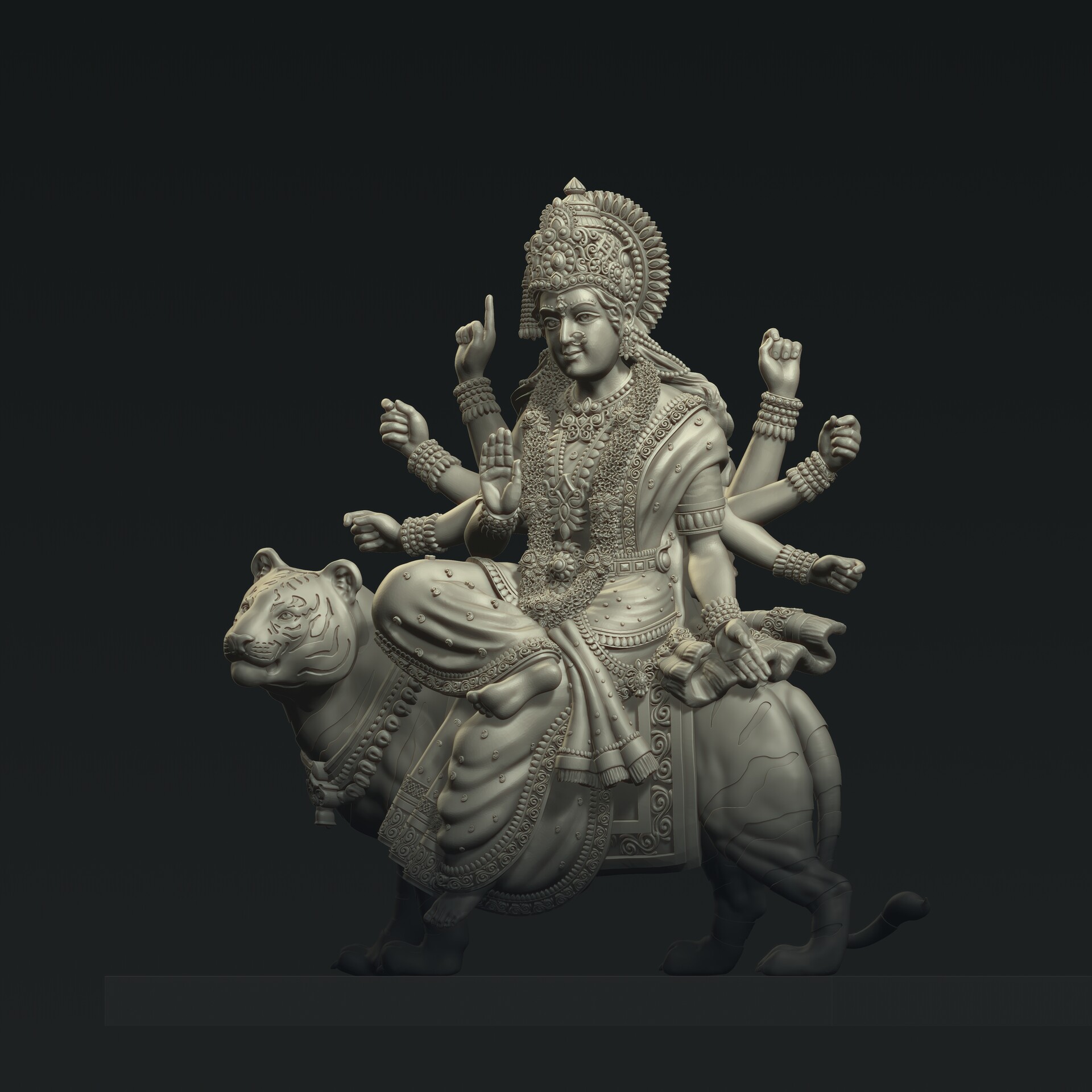 ArtStation - Durga mata 3d sclupture_for 3d print