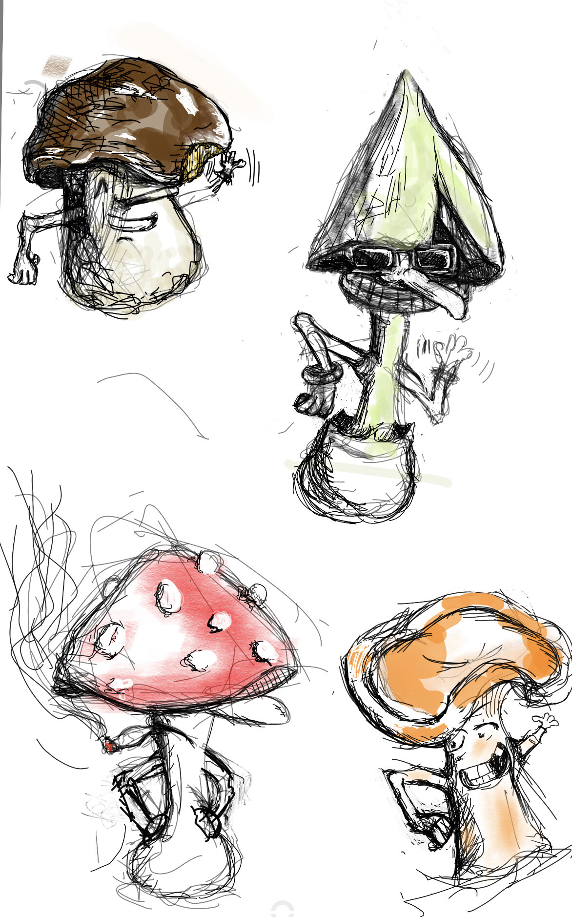 ArtStation - Fun Mushrooms. Sketch on fone. May be you now Sam of:)