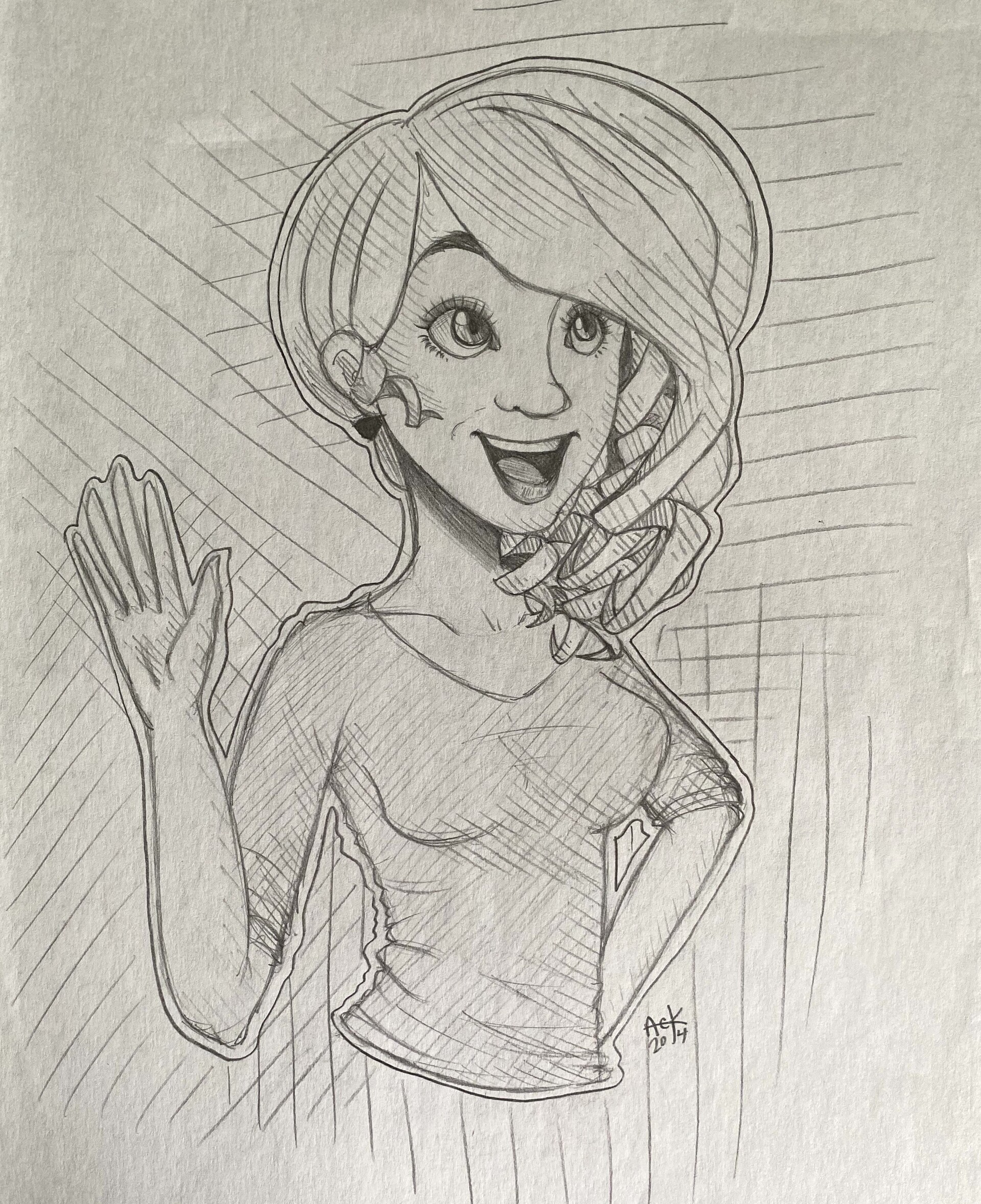 amelia claire arts - waving anime girl