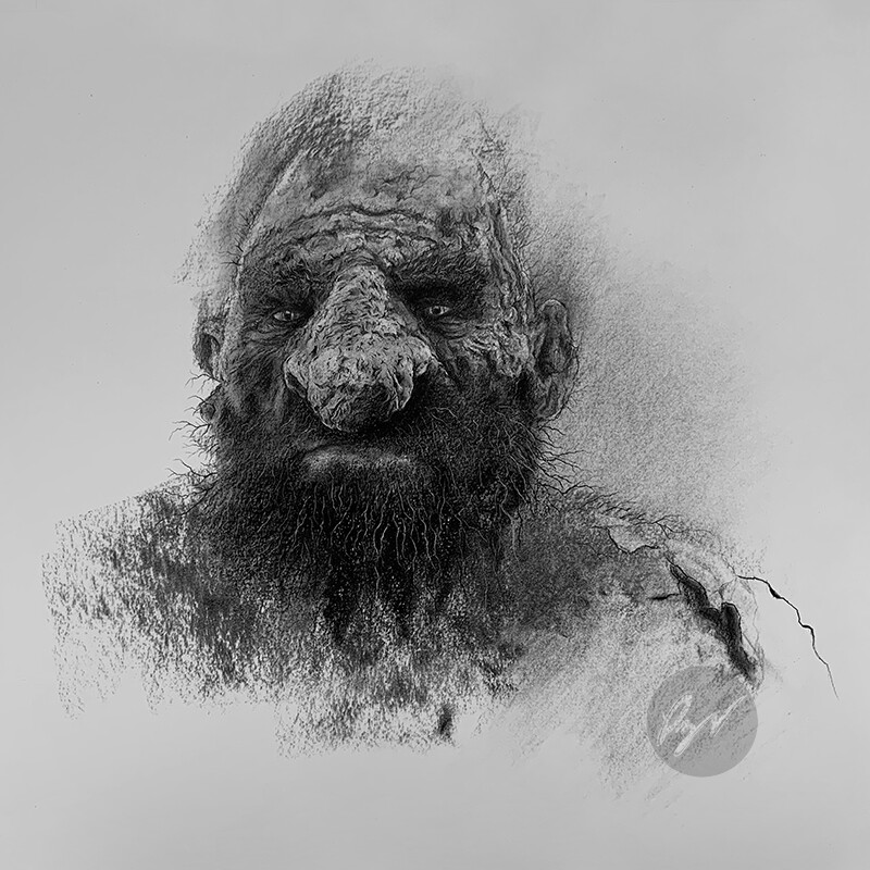 ArtStation - Charcoal drawing of a Troll