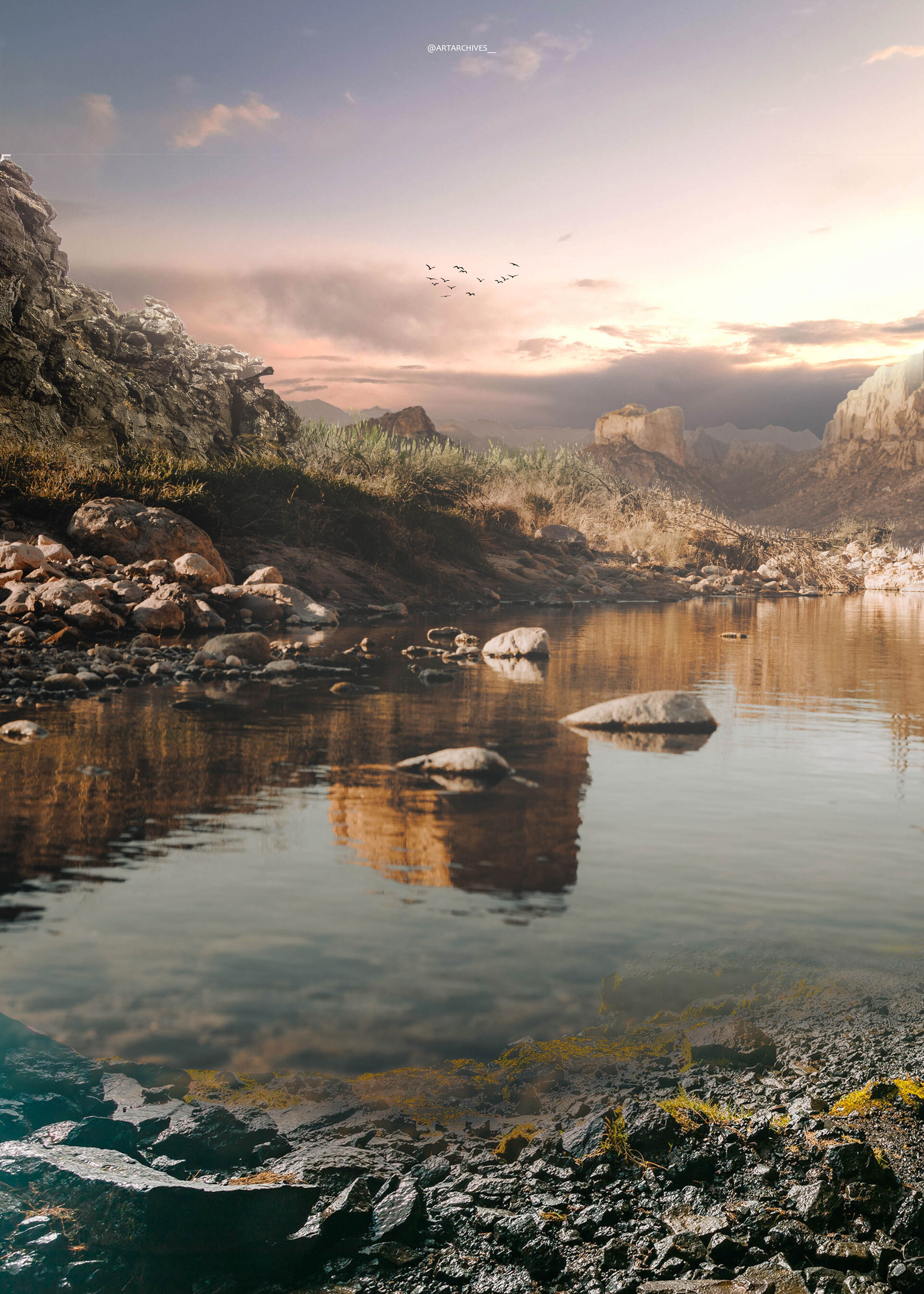 ArtStation - Sunset Pond