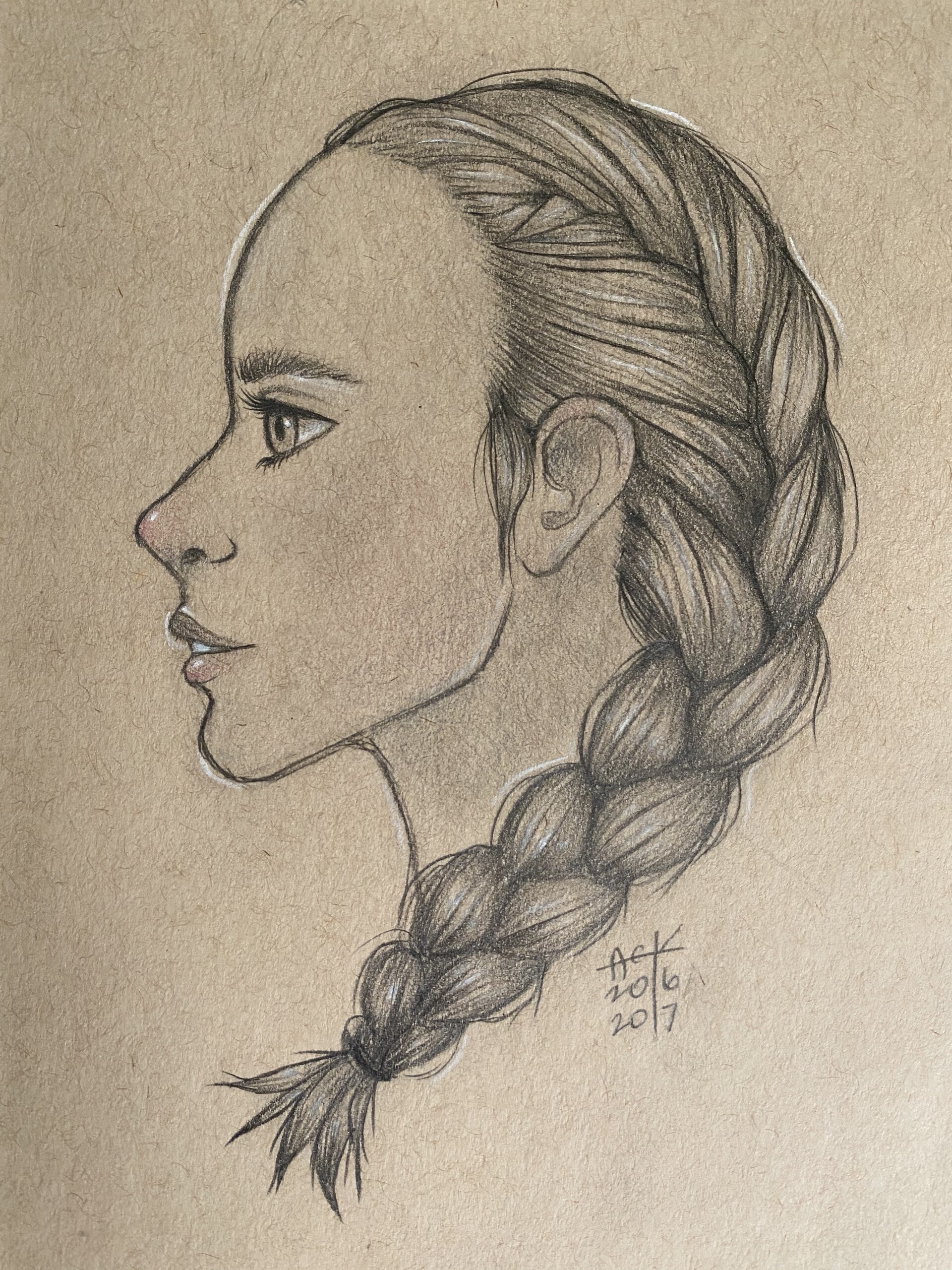 ArtStation - girl profile with braid