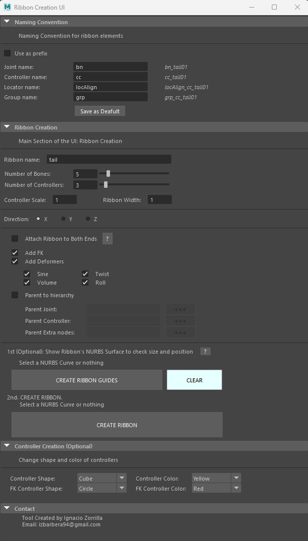 Ignacio Zorrilla - Universal Ribbon Script Maya
