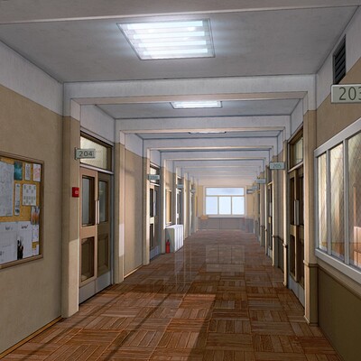 Maplestory School Hallway Background
