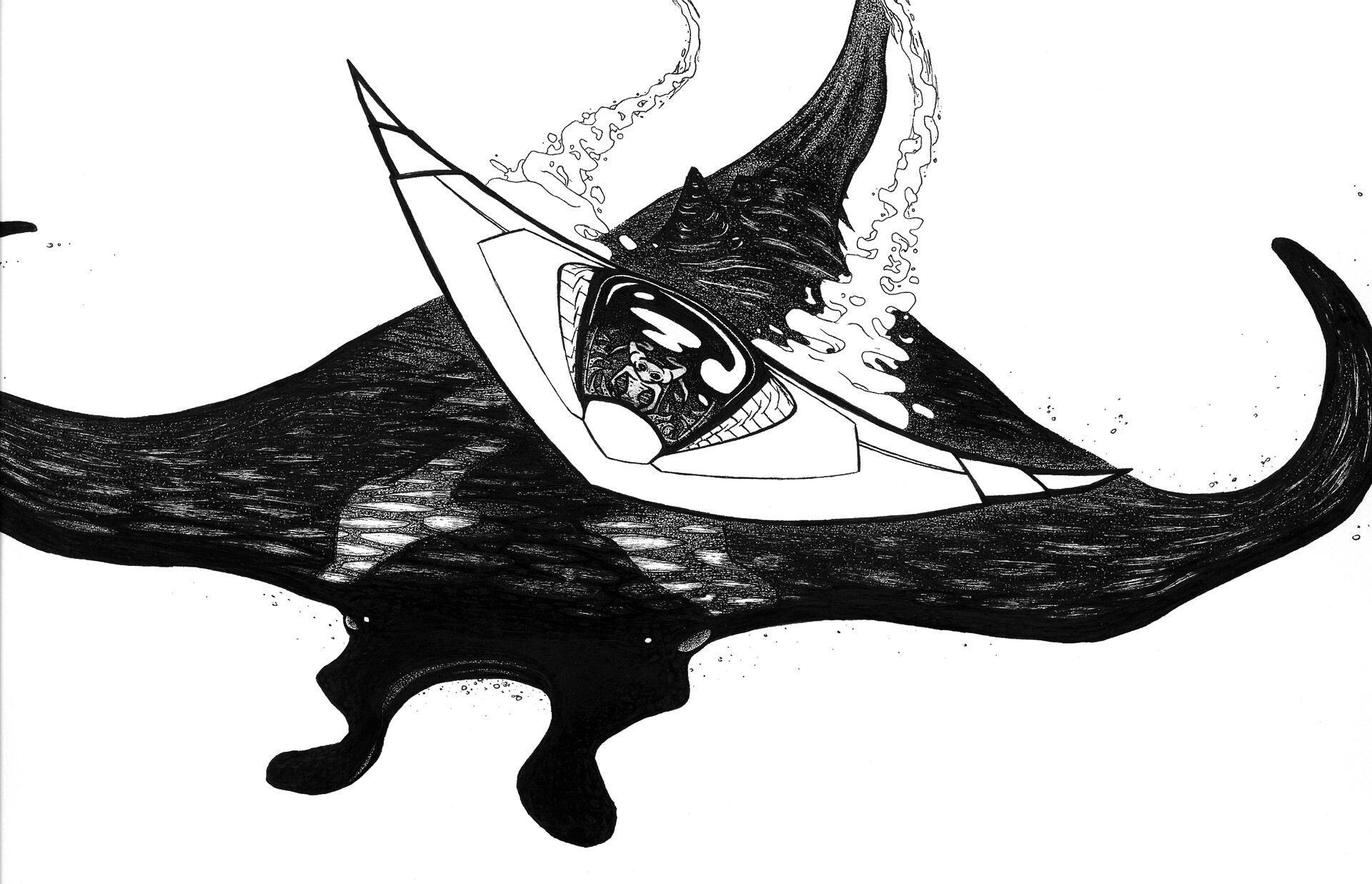 ArtStation - Alien and Manta / Traditional Ink ~ 2005