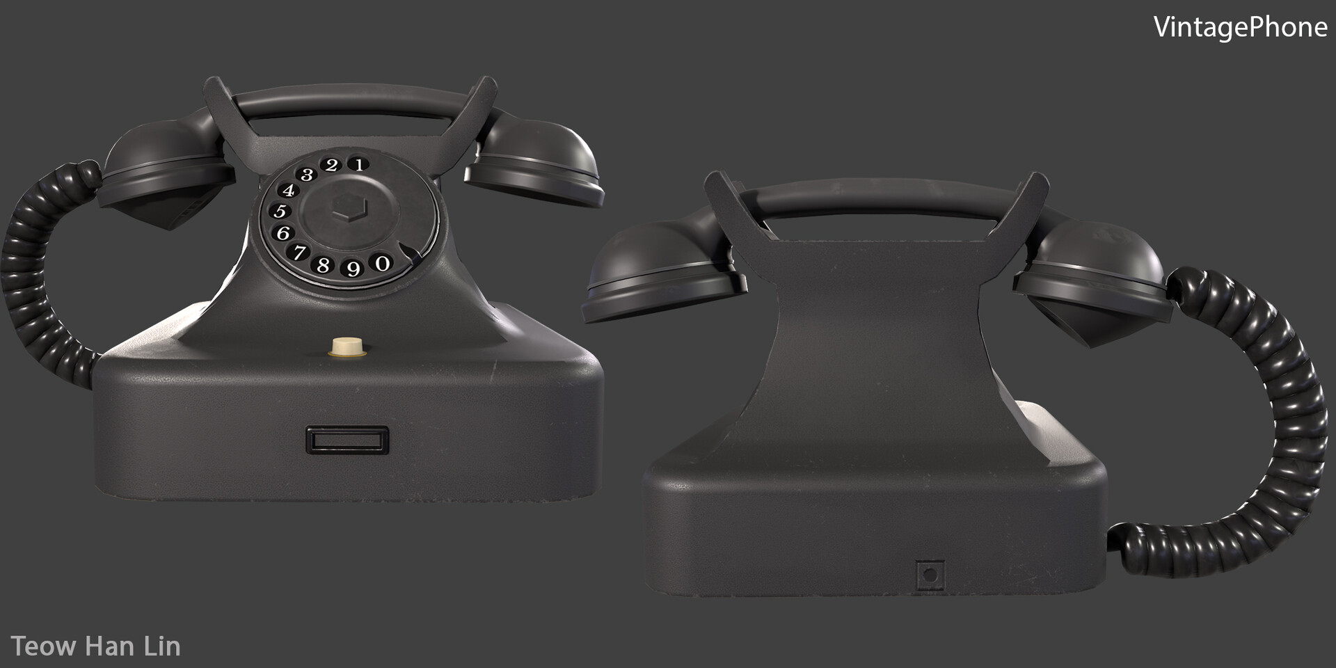 ArtStation - low poly background props vintage phone