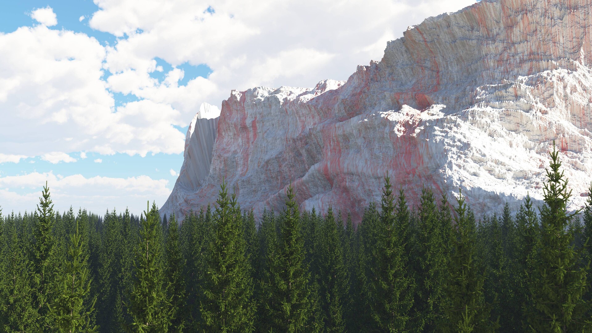 ArtStation - Cliff and conifers forest