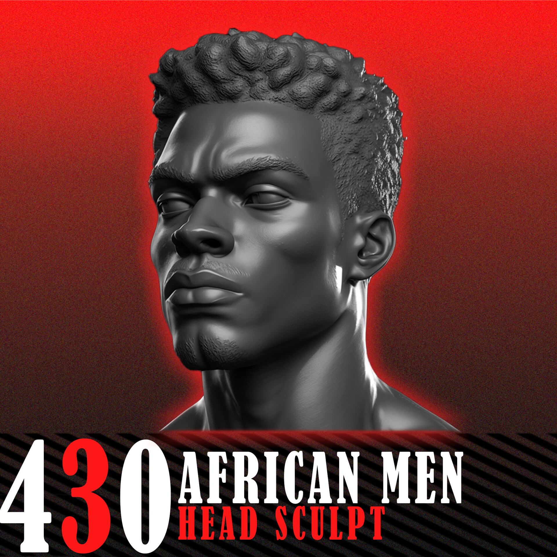 ArtStation - 430 African men head Sculpt,Reference for Artist- VOL04