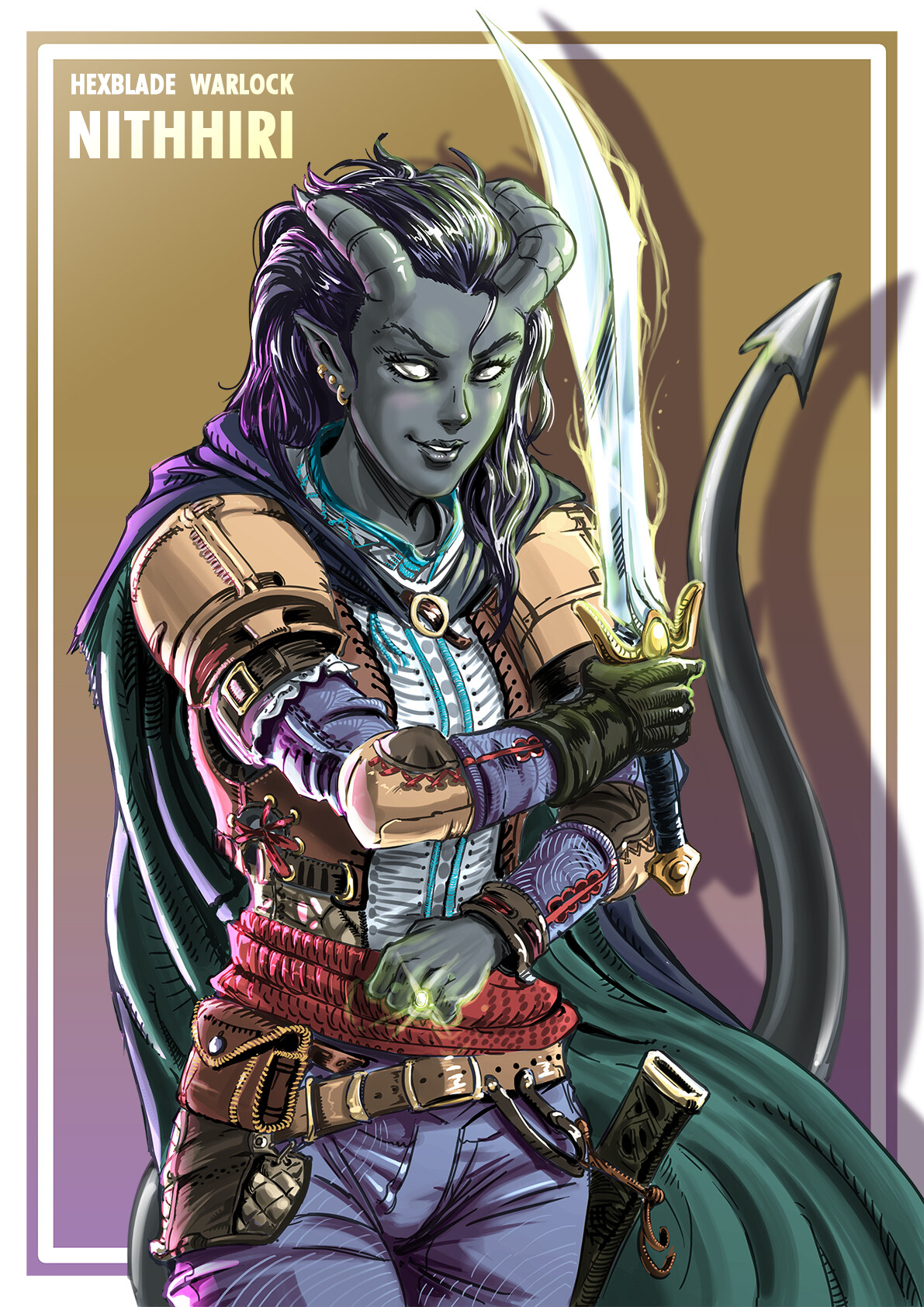 ArtStation - Tiefling Hexblade Warlock