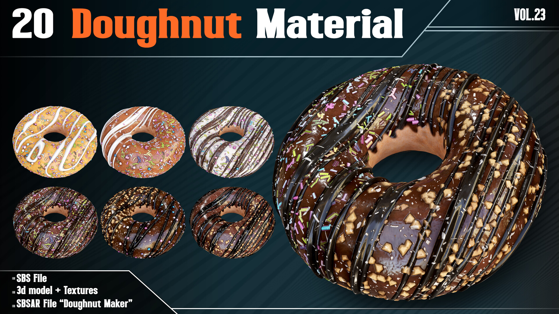 mehdi shahraki - 20 Doughnut Material ( PBR Textures + SBSAR File + SBS ...