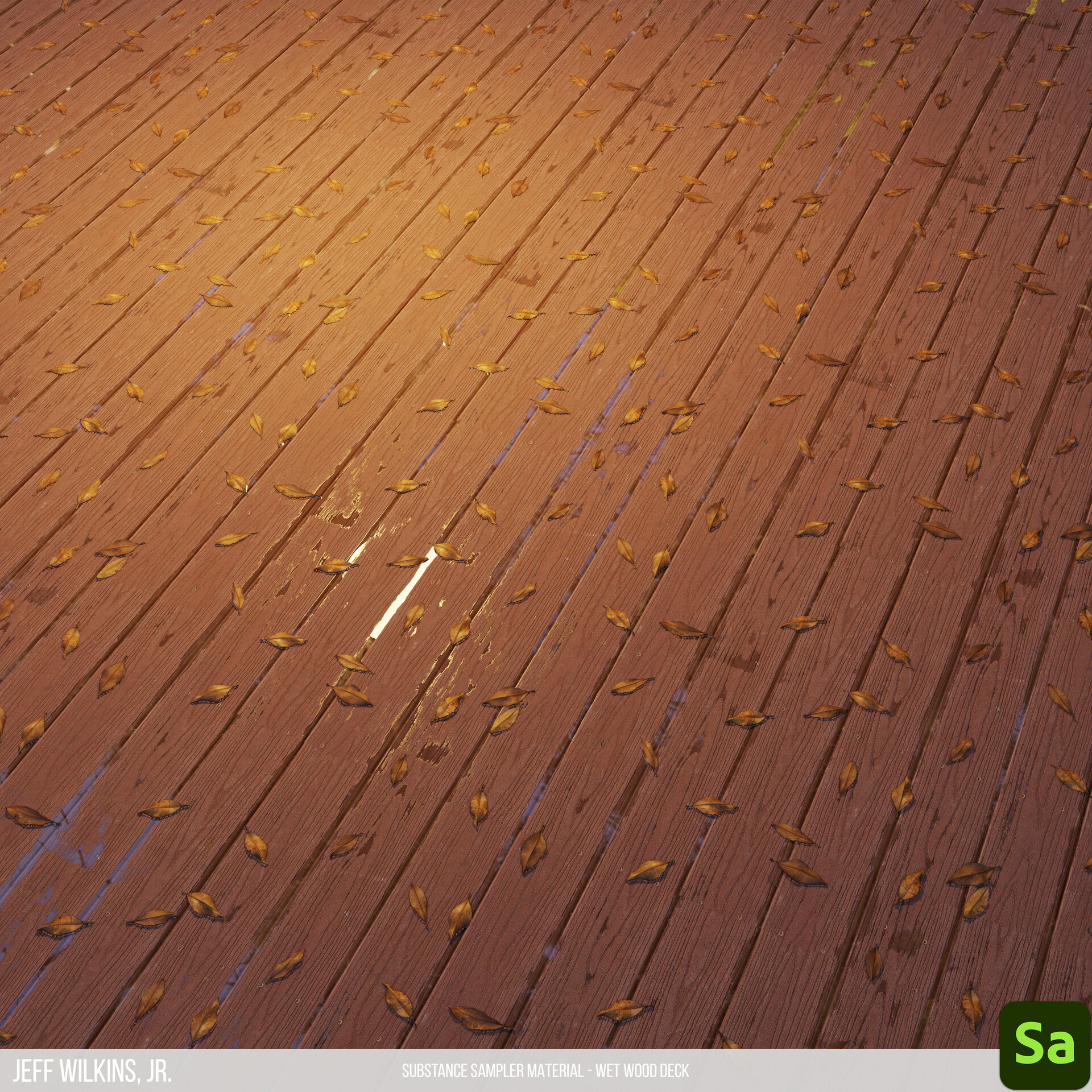 ArtStation - Wet/Dry Wood Deck - Substance Sampler Material
