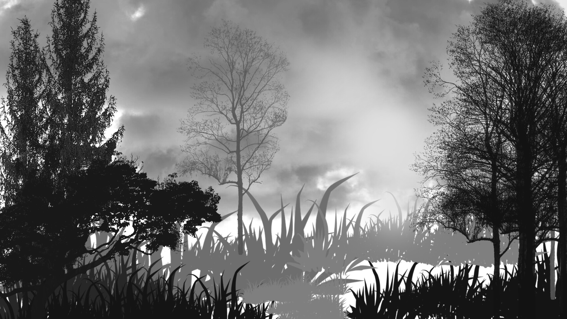 ArtStation - Digital Greyscale Landscape