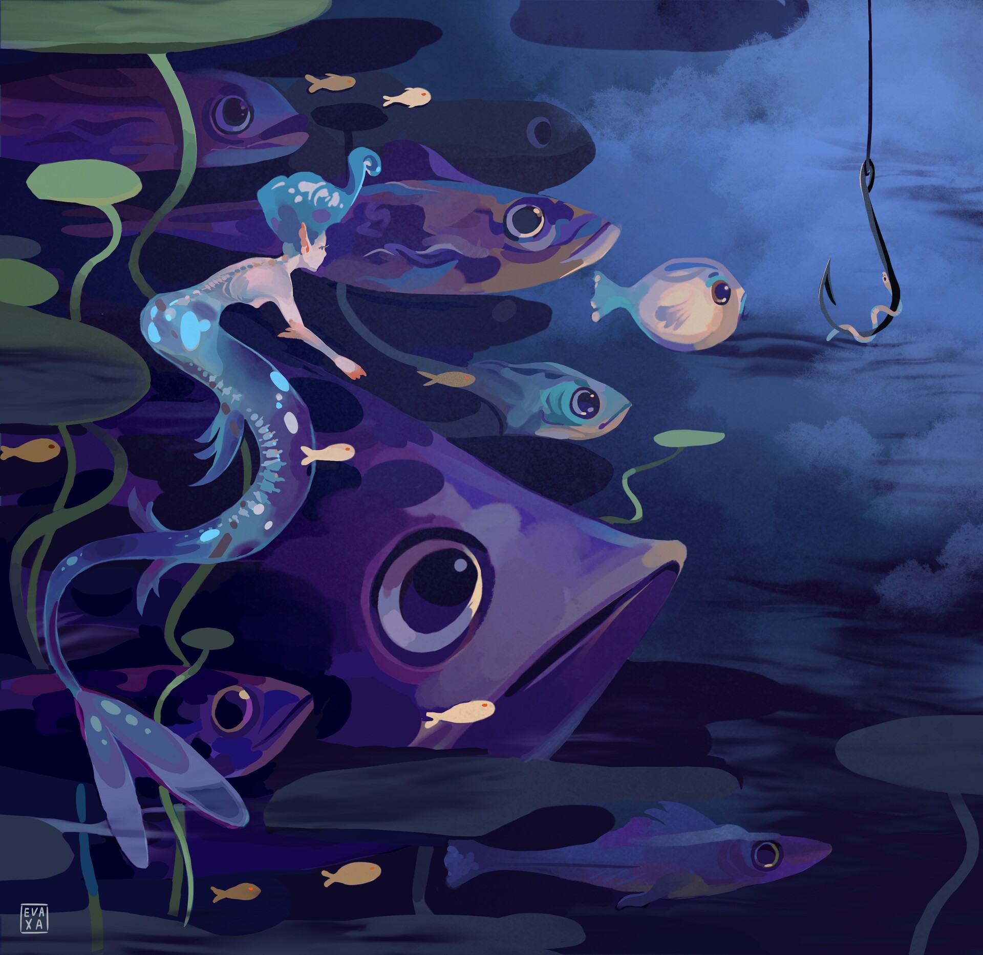 ArtStation - Fish and mermaid illustration