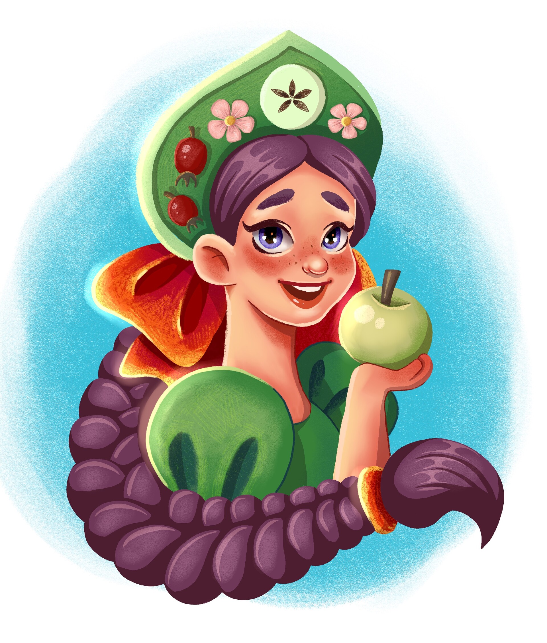 ArtStation - Brand character for tea with apple and rose hip