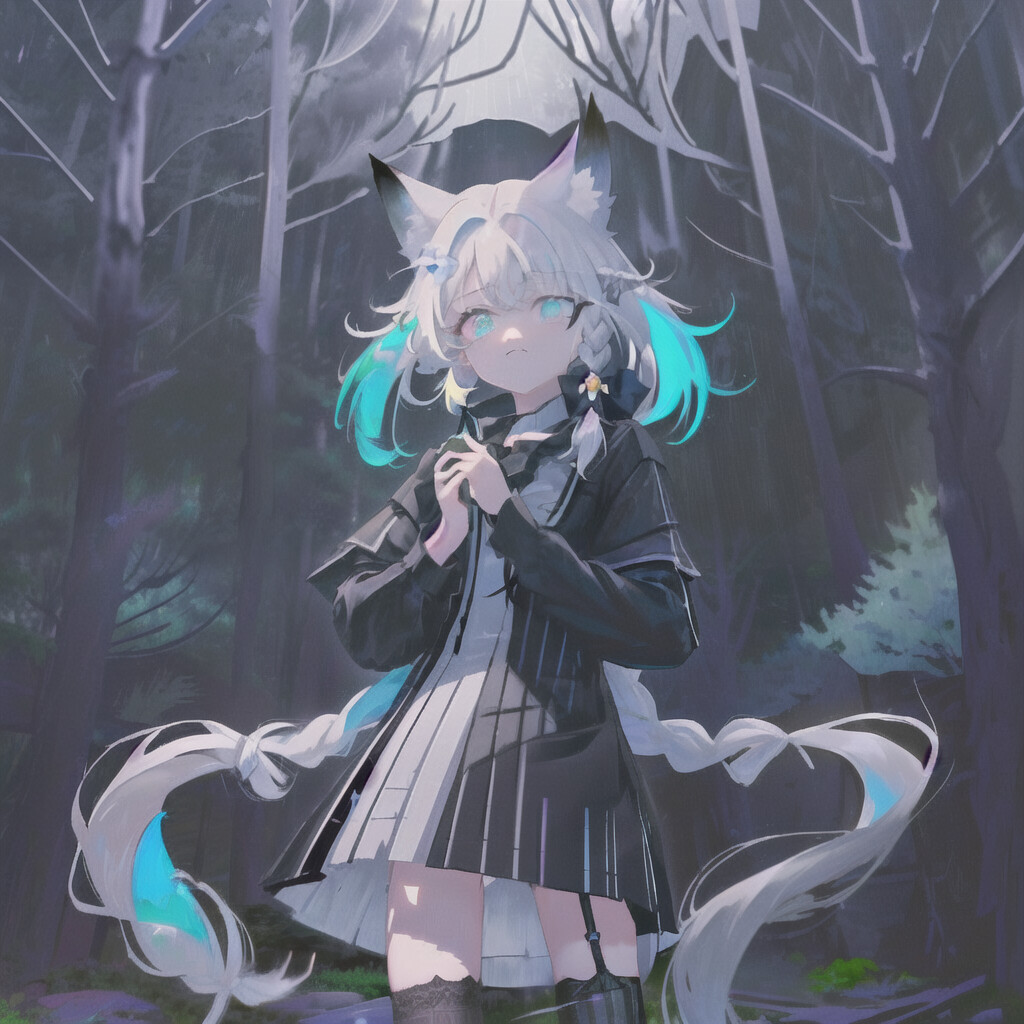 Dark Blue Anime Wolf Girl