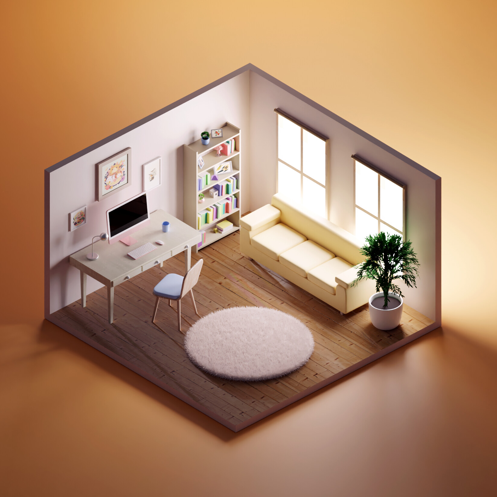 ArtStation - Isometric room in Blender