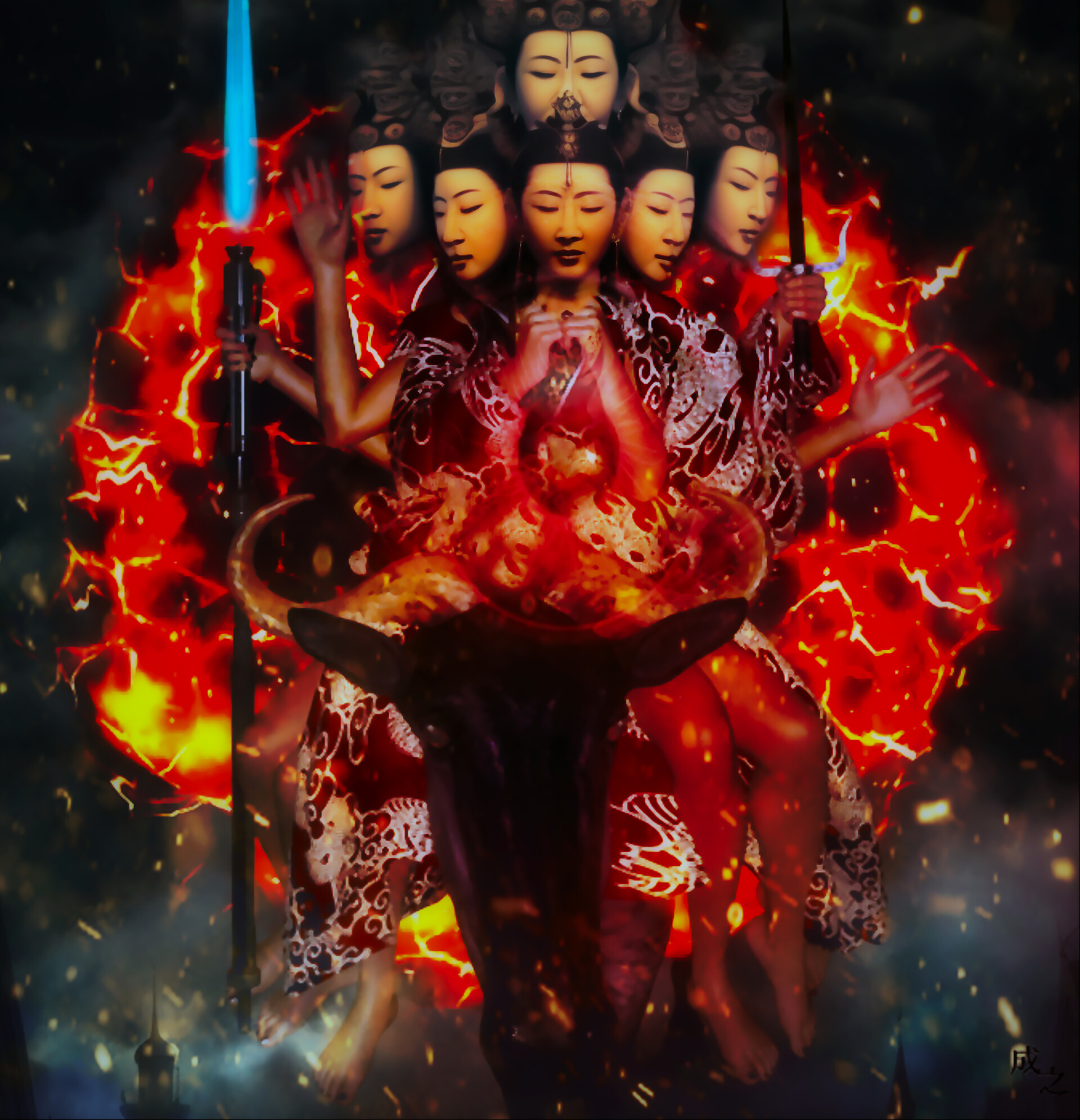 ArtStation - Daiitoku-Myoo ( Incarnation of Buddha Amitabha )