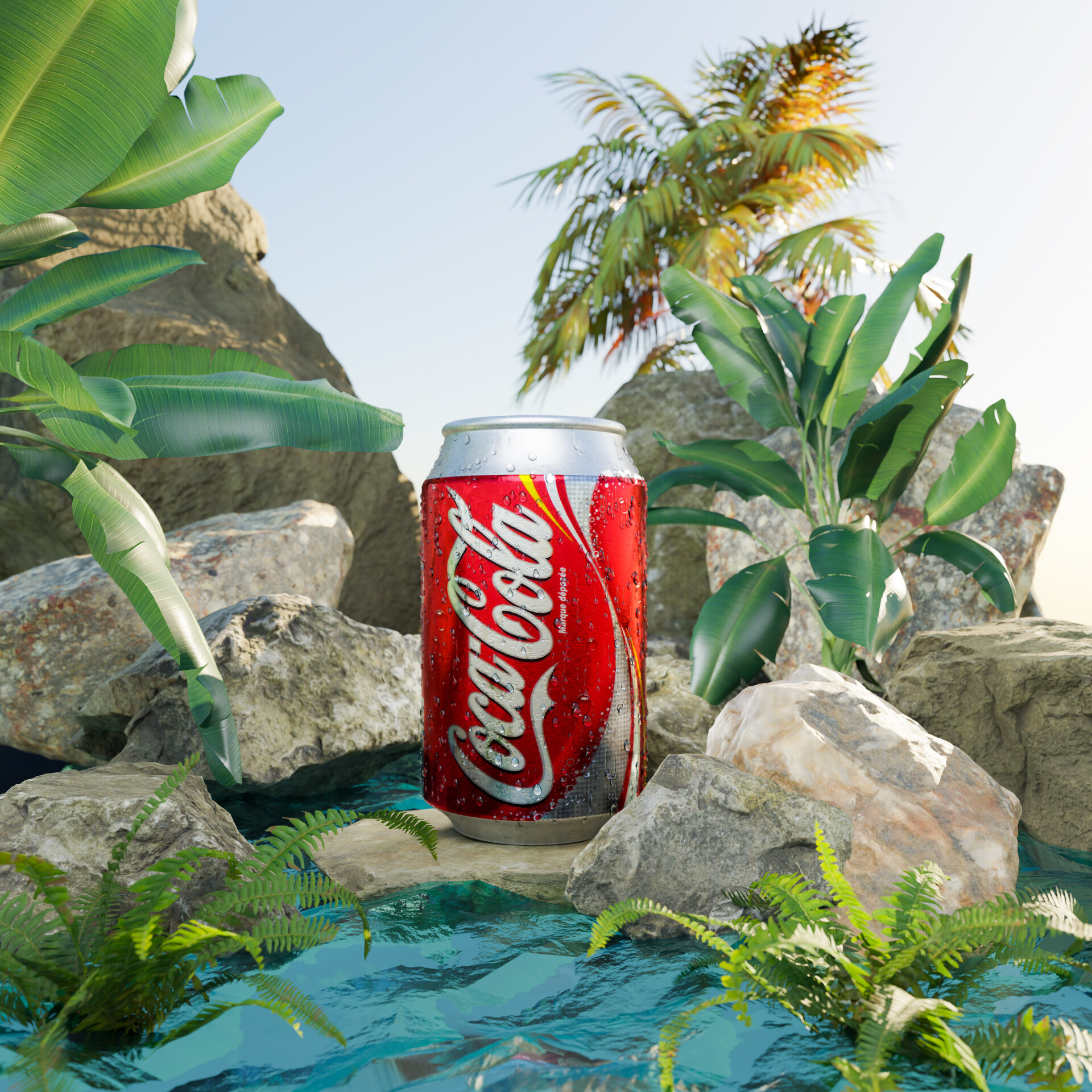 ArtStation - coke can in nature made with blender