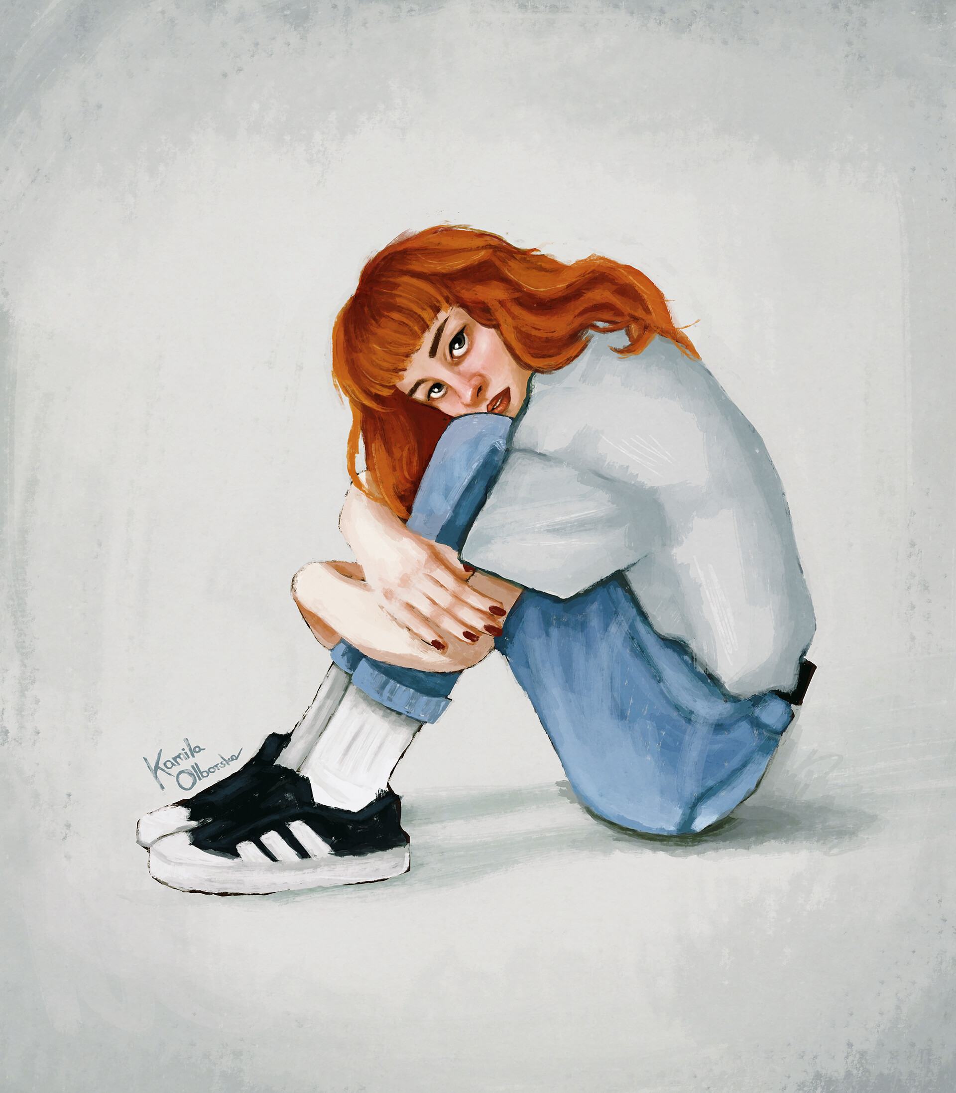 Girl Sitting Drawing Tumblr