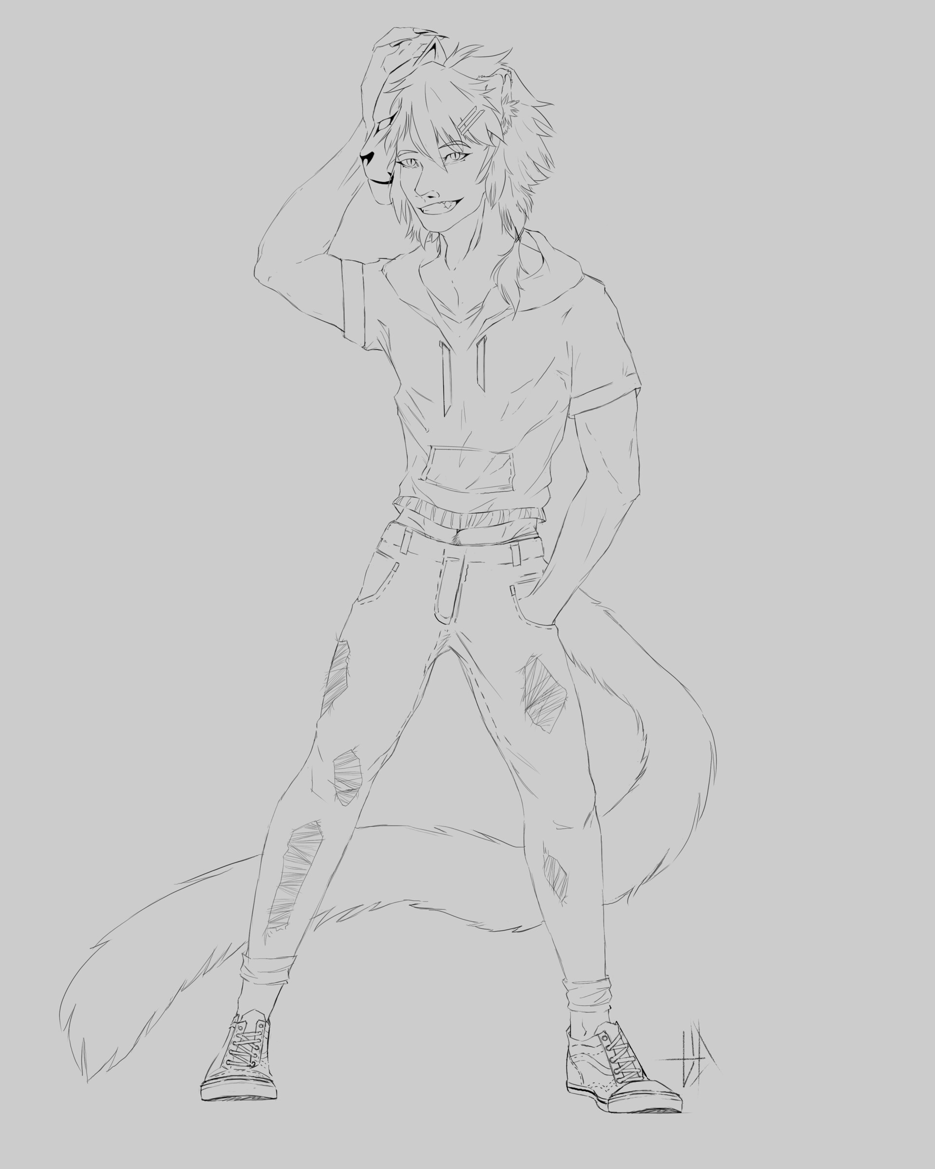 ArtStation - kemonomimi snow leopard lineart