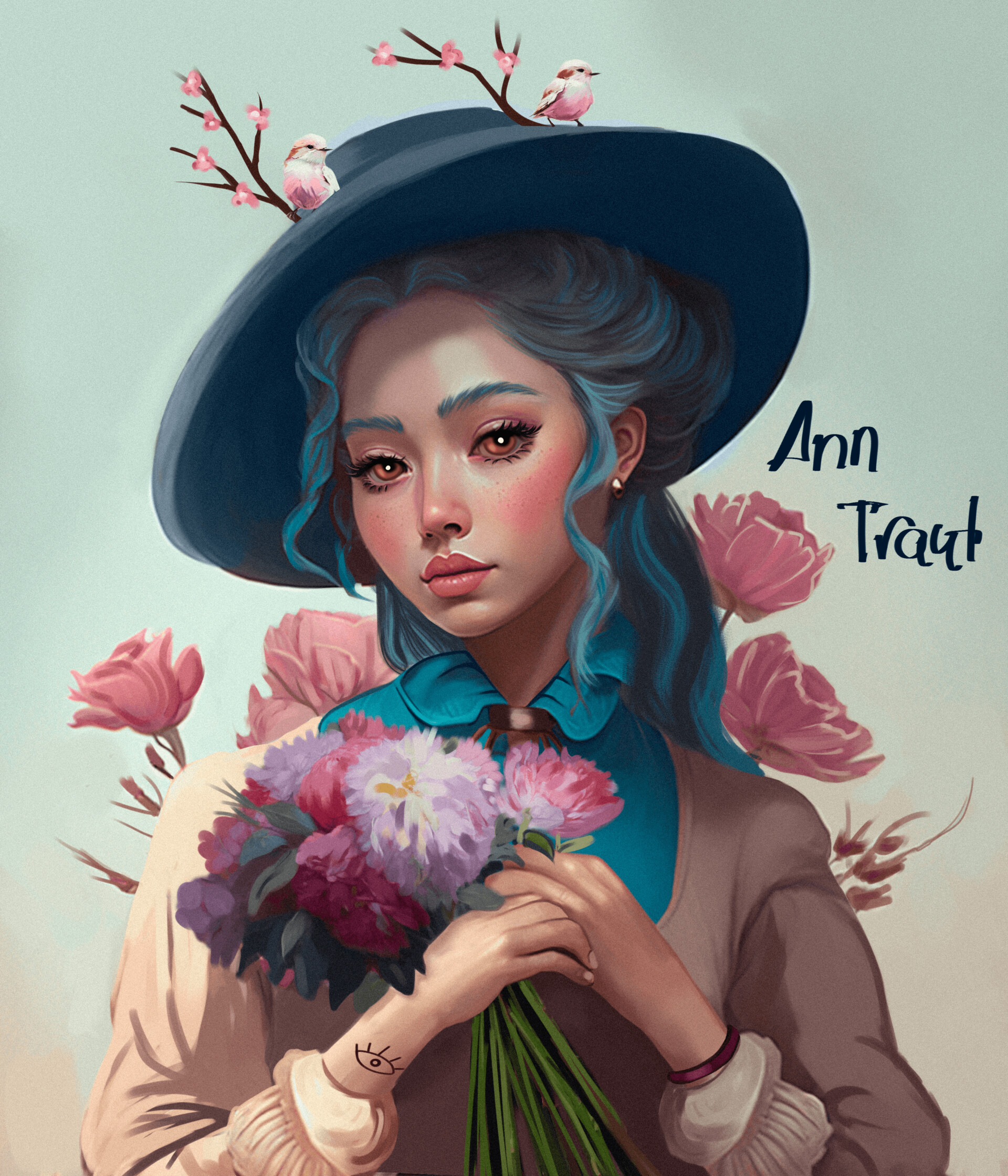 ArtStation - Woman with bouquet