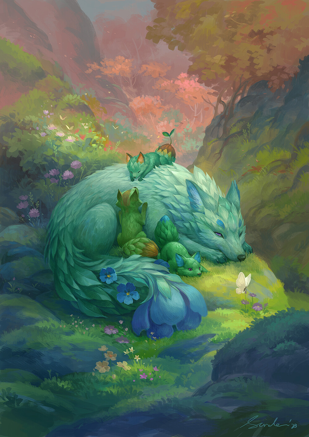ArtStation - Flower Foxes