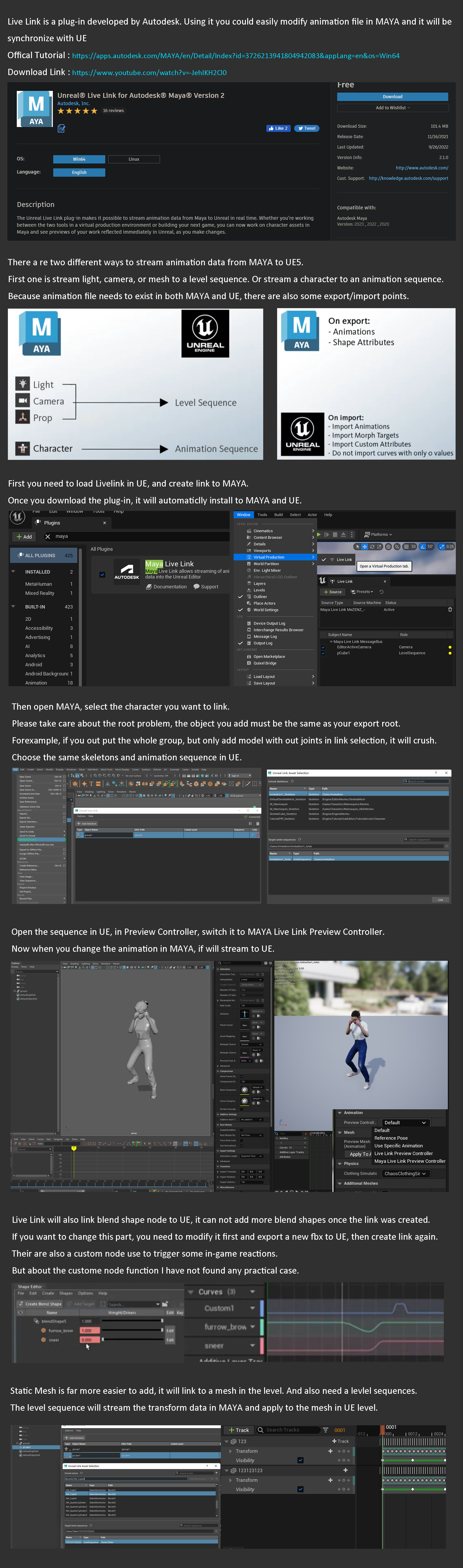 Yuanzhen Li - MAYA to Unreal Plug-in Live Link
