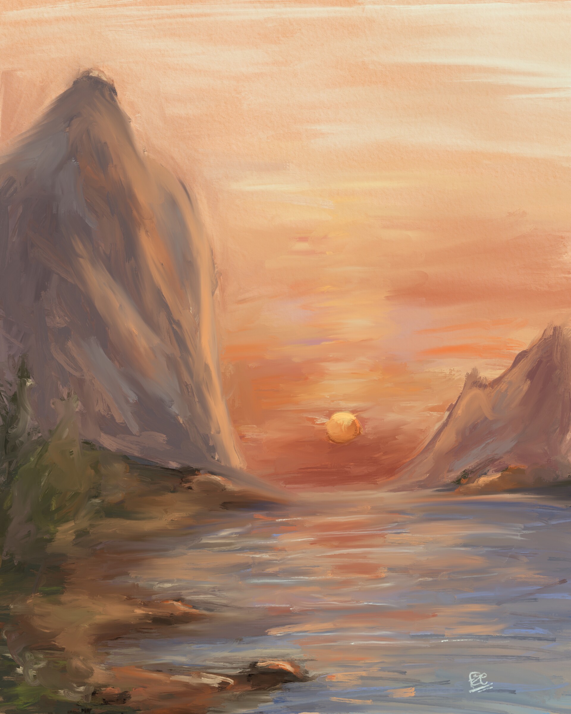 ArtStation - Sunset landscape