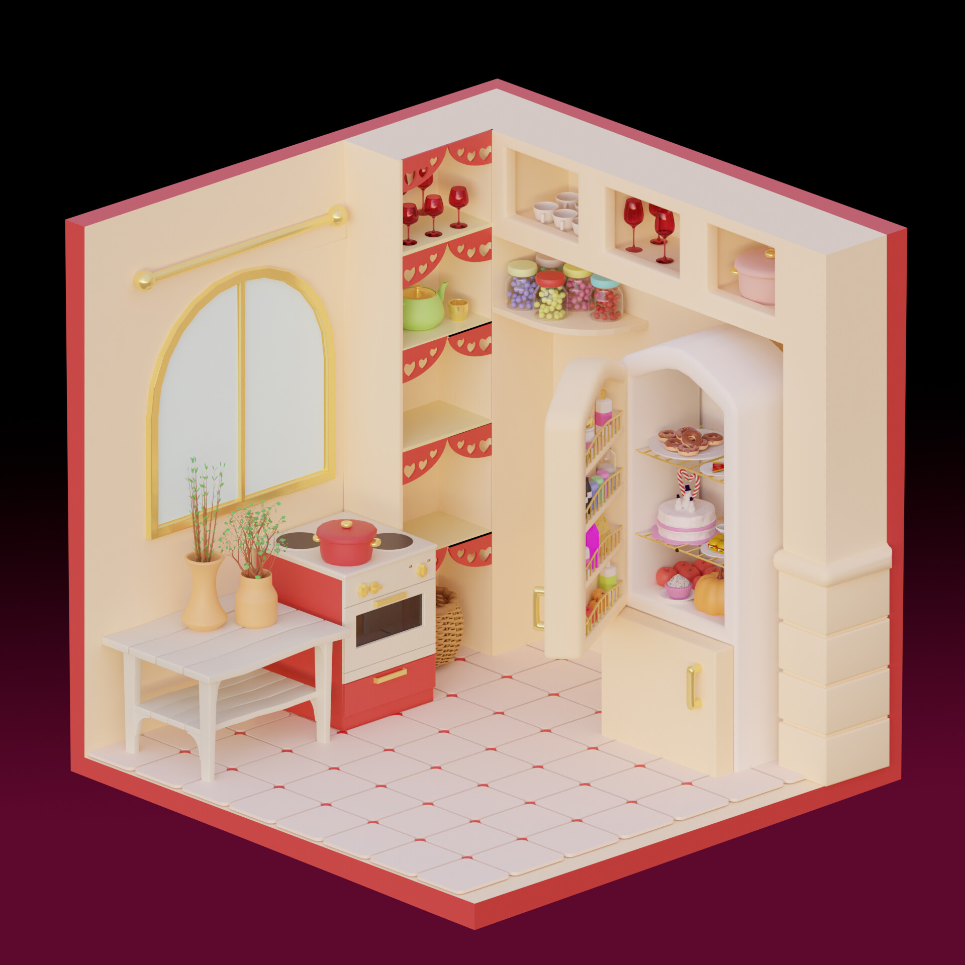ArtStation - Isometric Cozy Kitchen