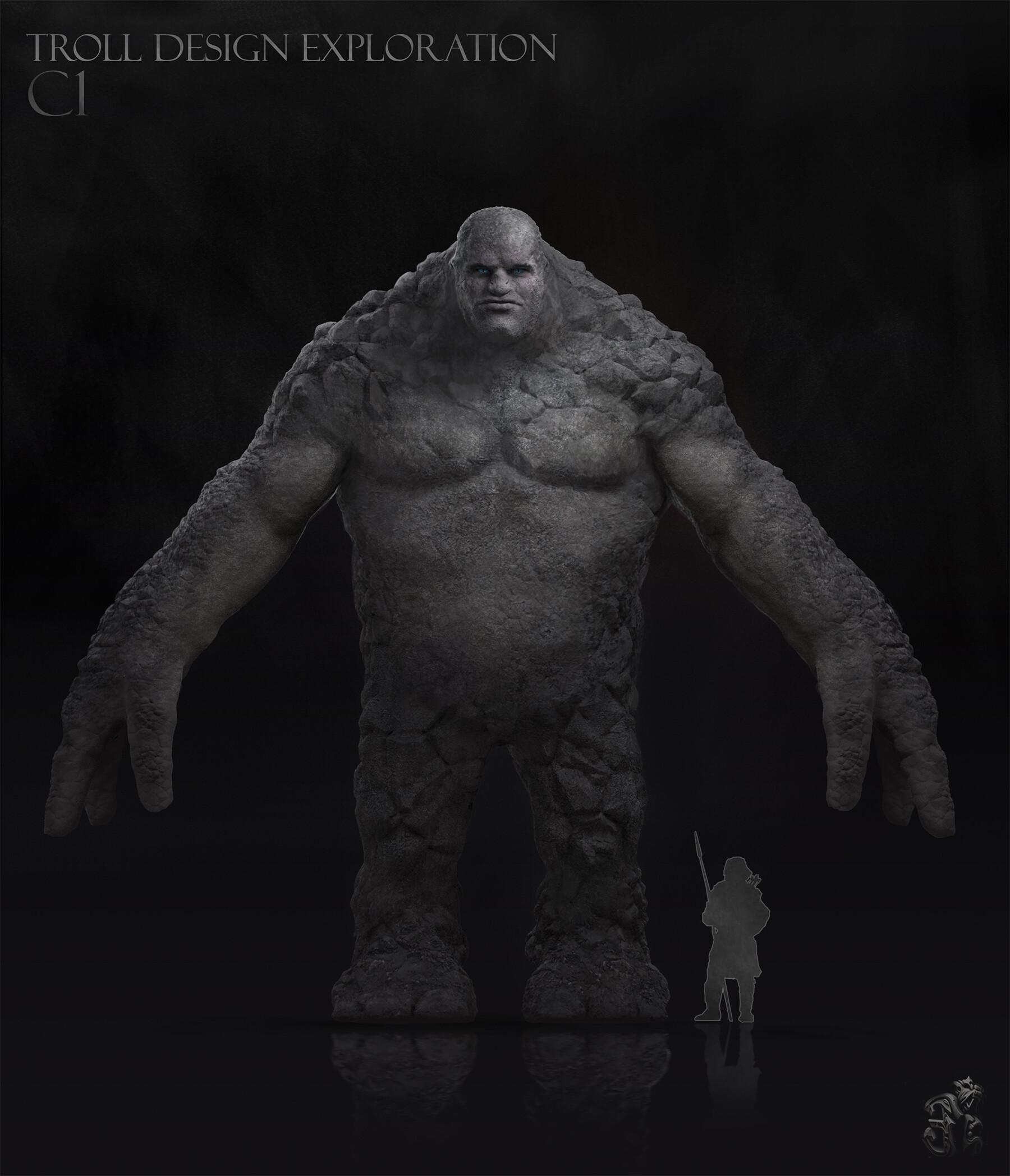 Egor Polyakov - Cave troll concept art for a Snow Stone project