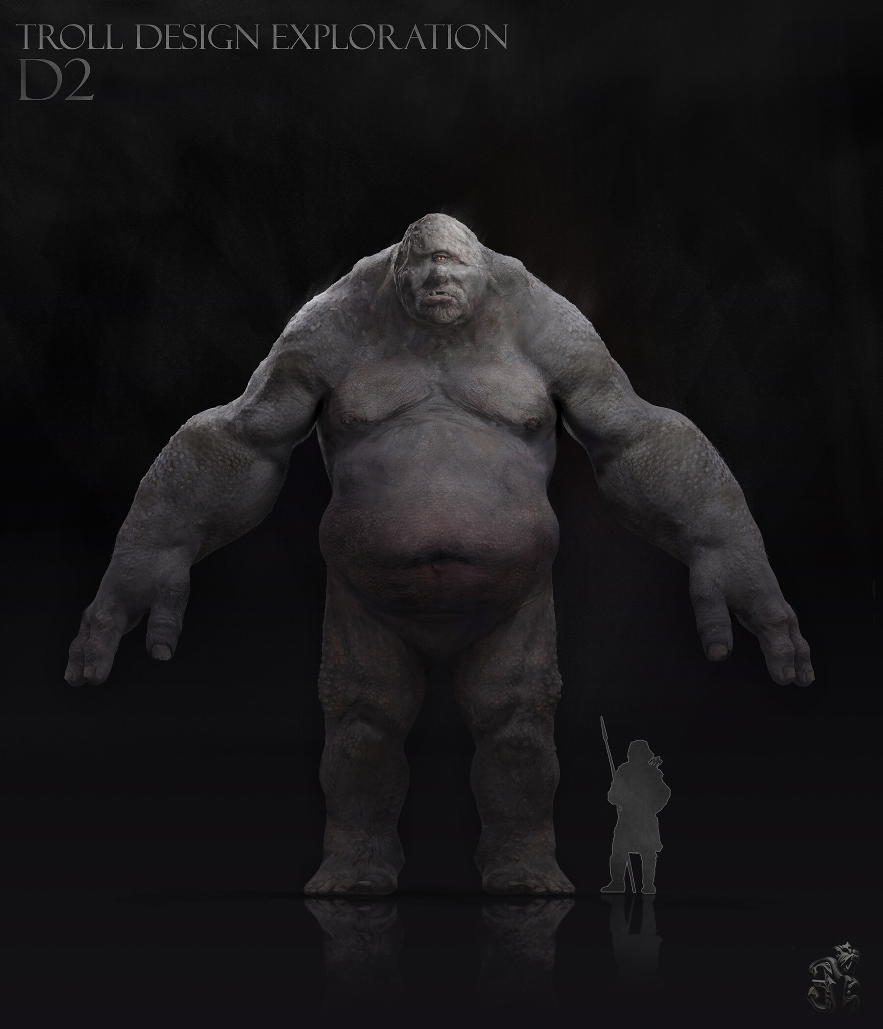 Egor Polyakov - Cave troll concept art for a Snow Stone project