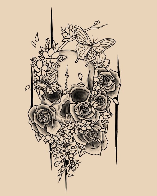 Girly Skull Tattoos With Roses