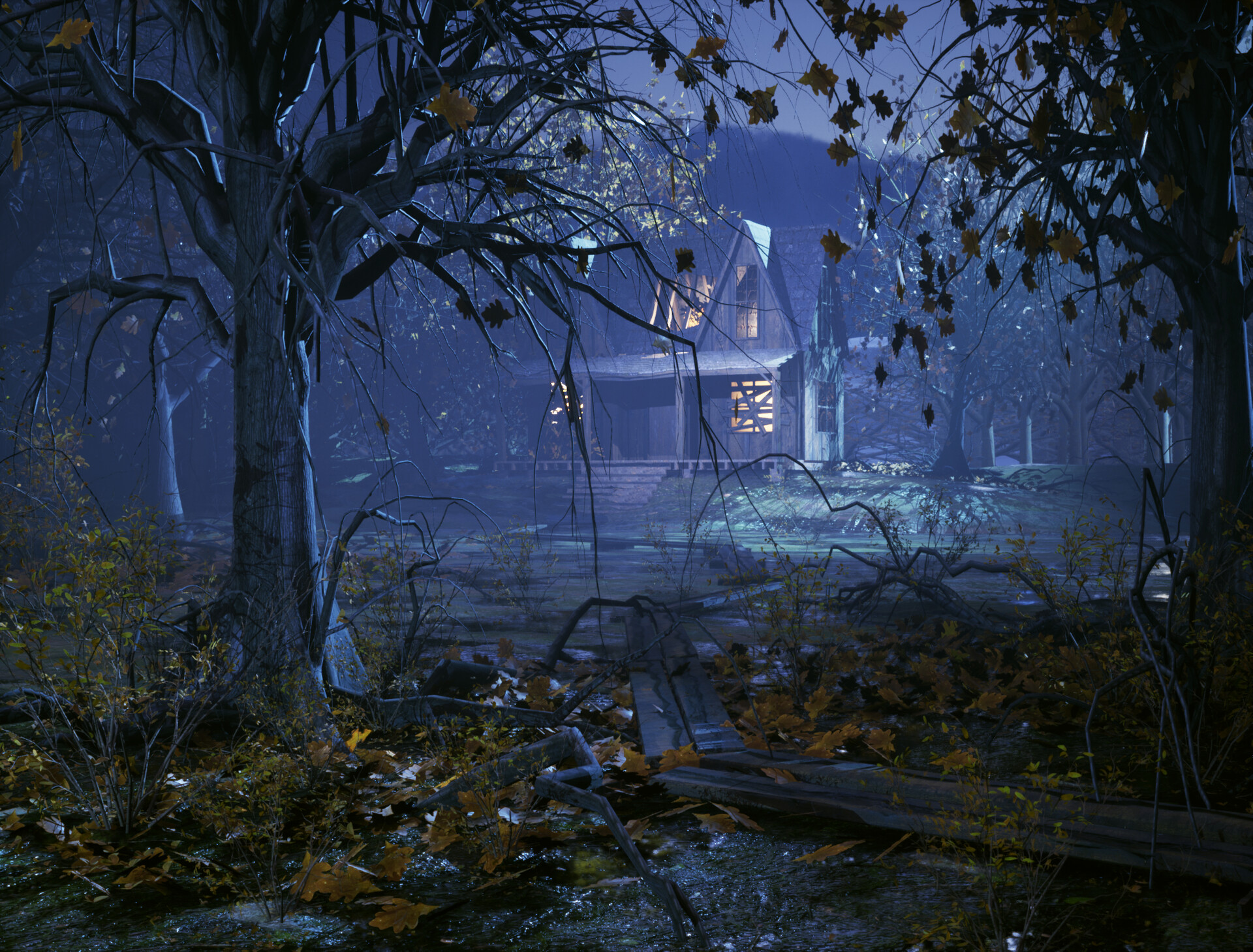 ArtStation - SpeedTree_Autumn night