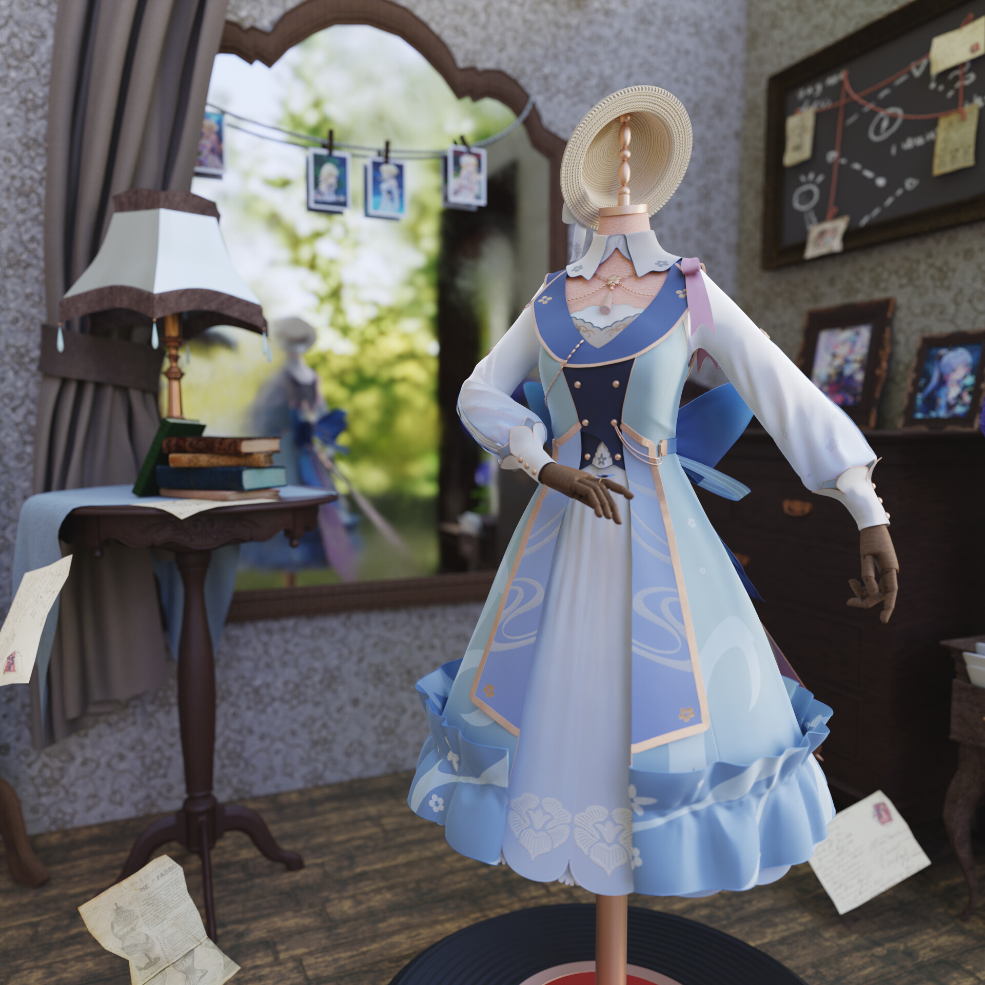 ArtStation - Springbloom Missive-Kamisato Ayaka's Outfit realistic model rendering