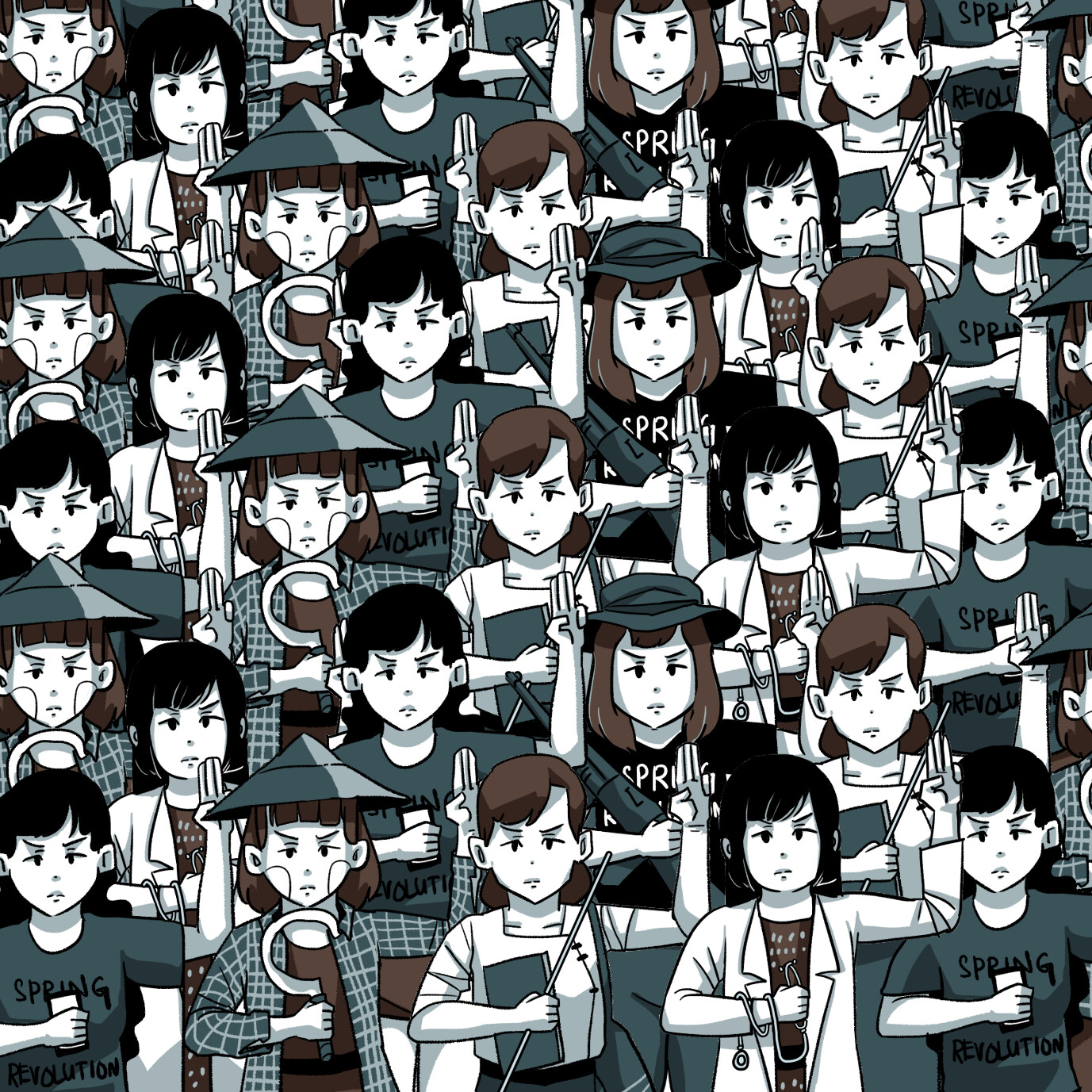 ArtStation - Women's Revolution (Myanmar Spring Revolution)