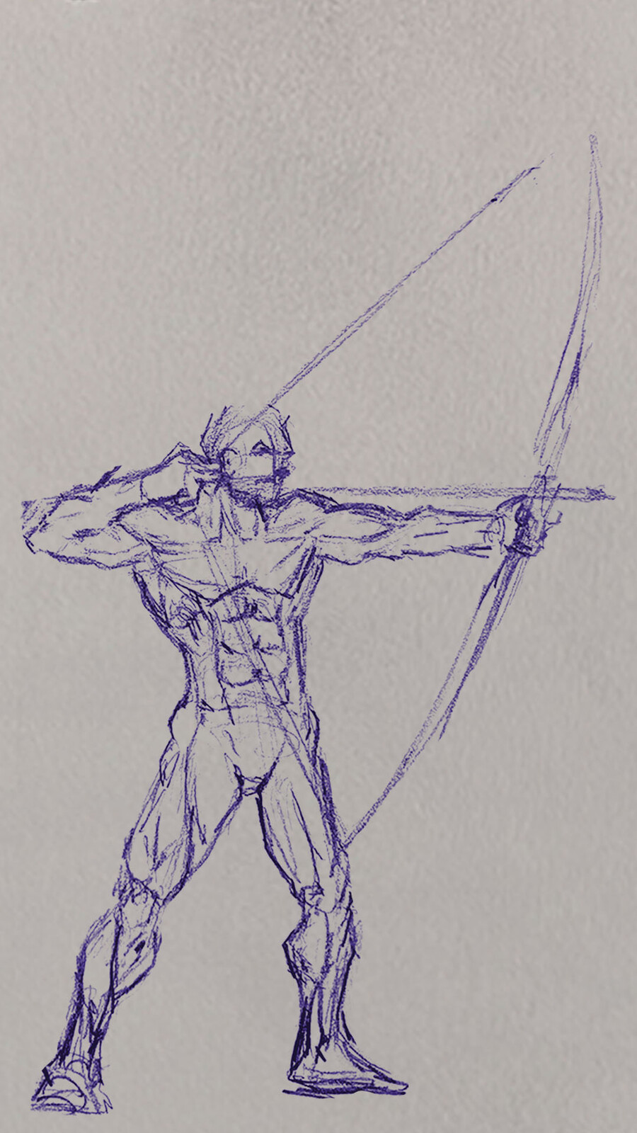 Saran Sanjay - Male Anatomy Pose Sketch, Day-4:- Archers