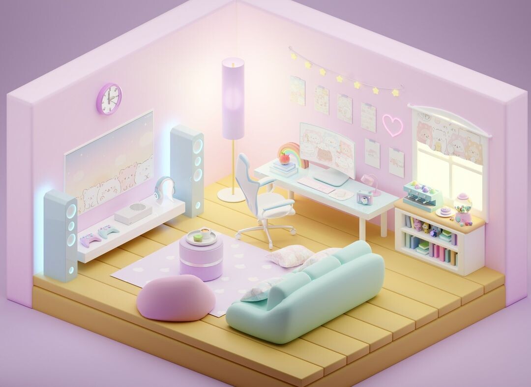 ArtStation - Isometric Gaming Room 3D Model