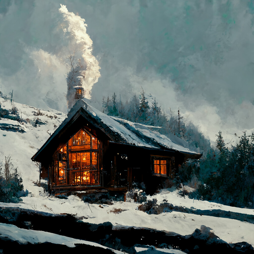 ArtStation - Mountain Haven - A Cozy Rustic Cabin in a Snowy Alpine ...