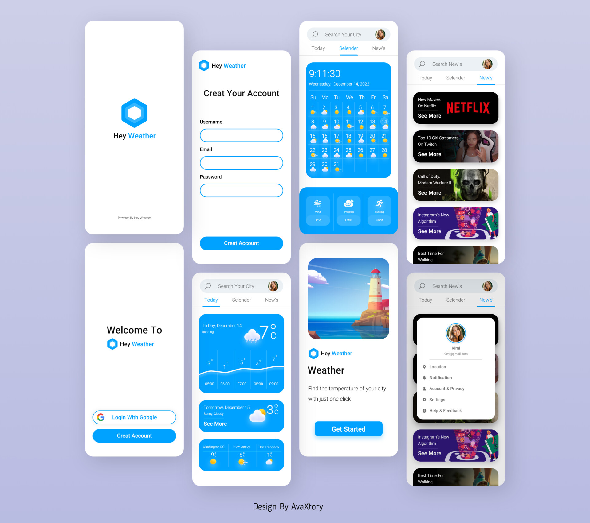 ArtStation - weather app ui design