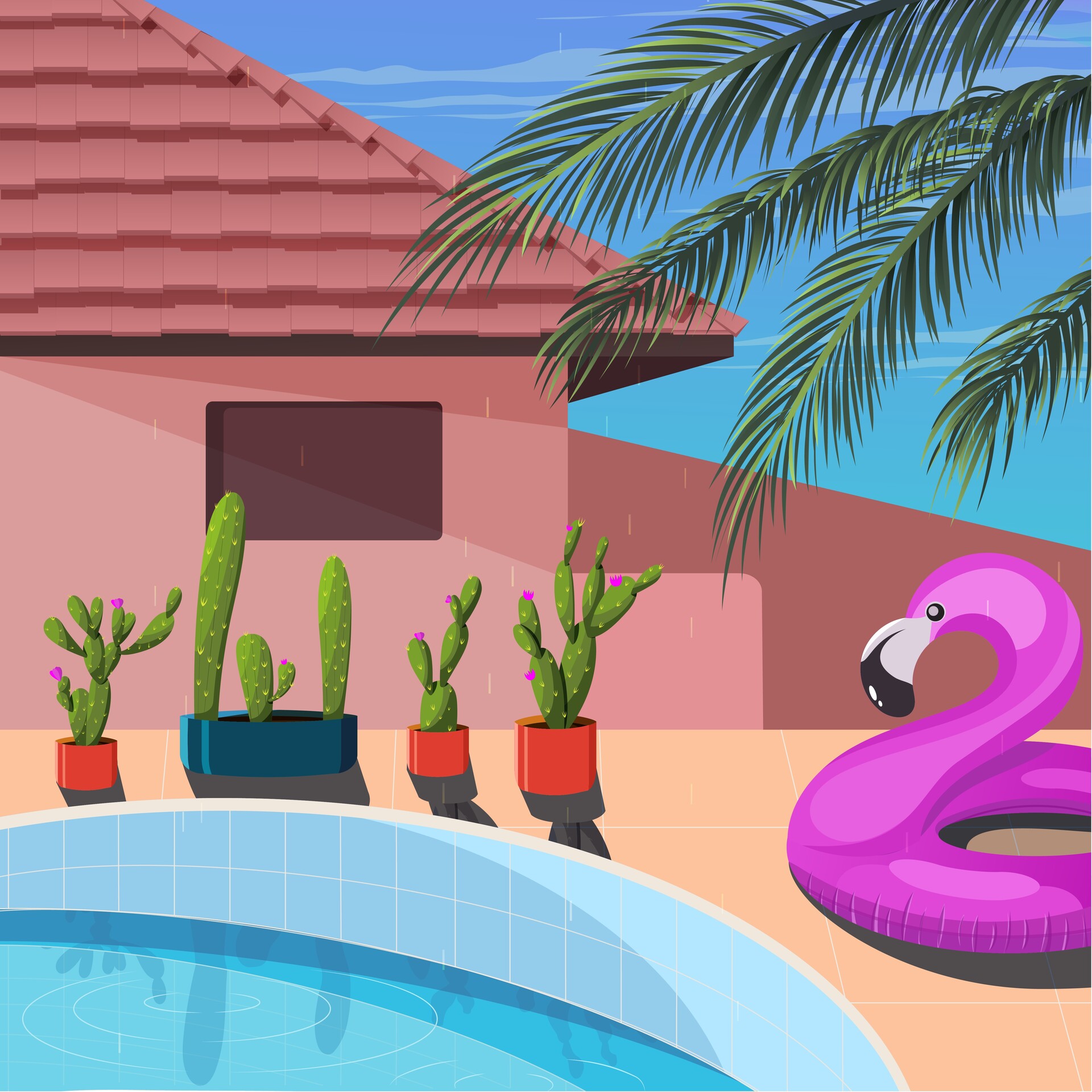 ArtStation - Beach rain vector illustration