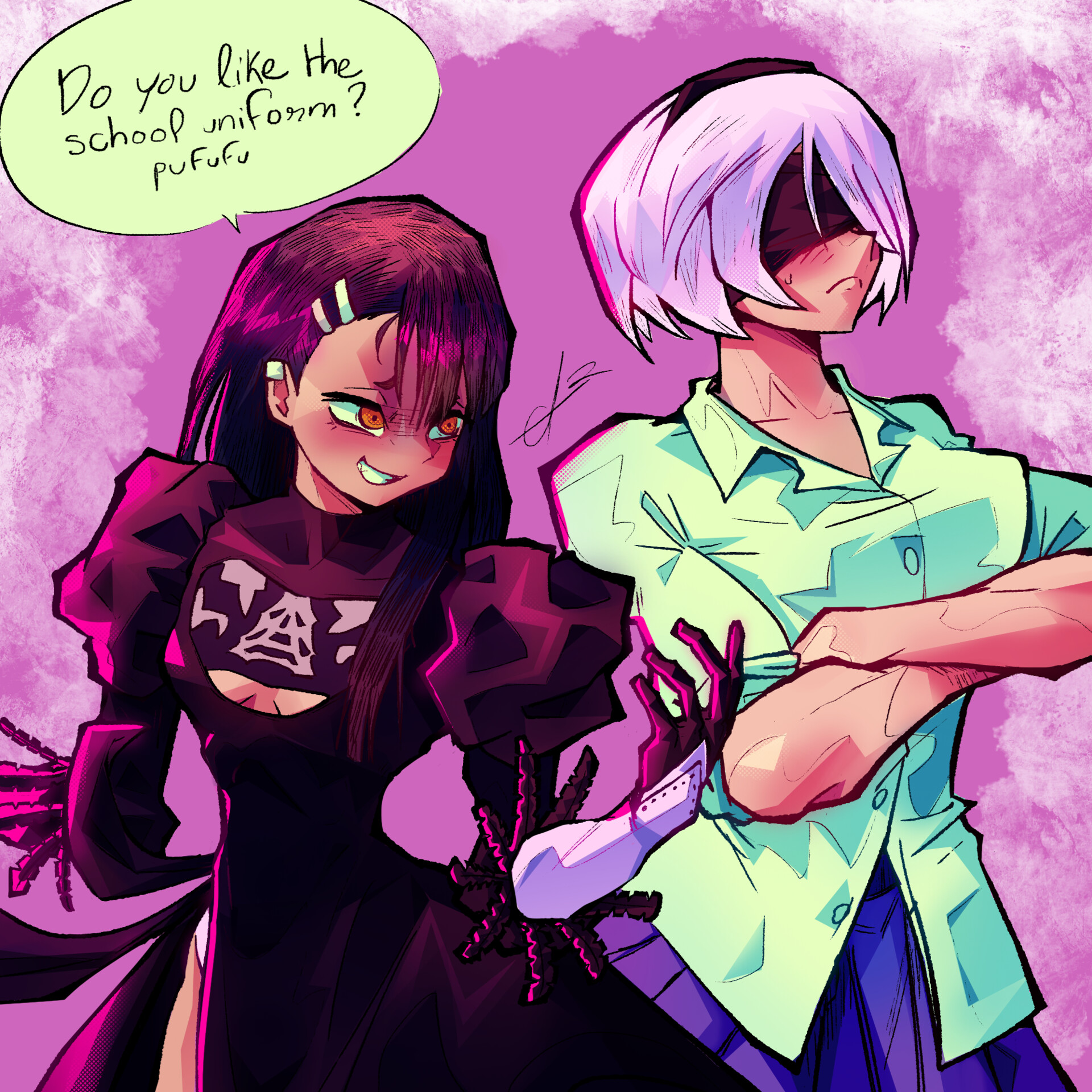 ArtStation - Nagatoro and 2B clothes swap