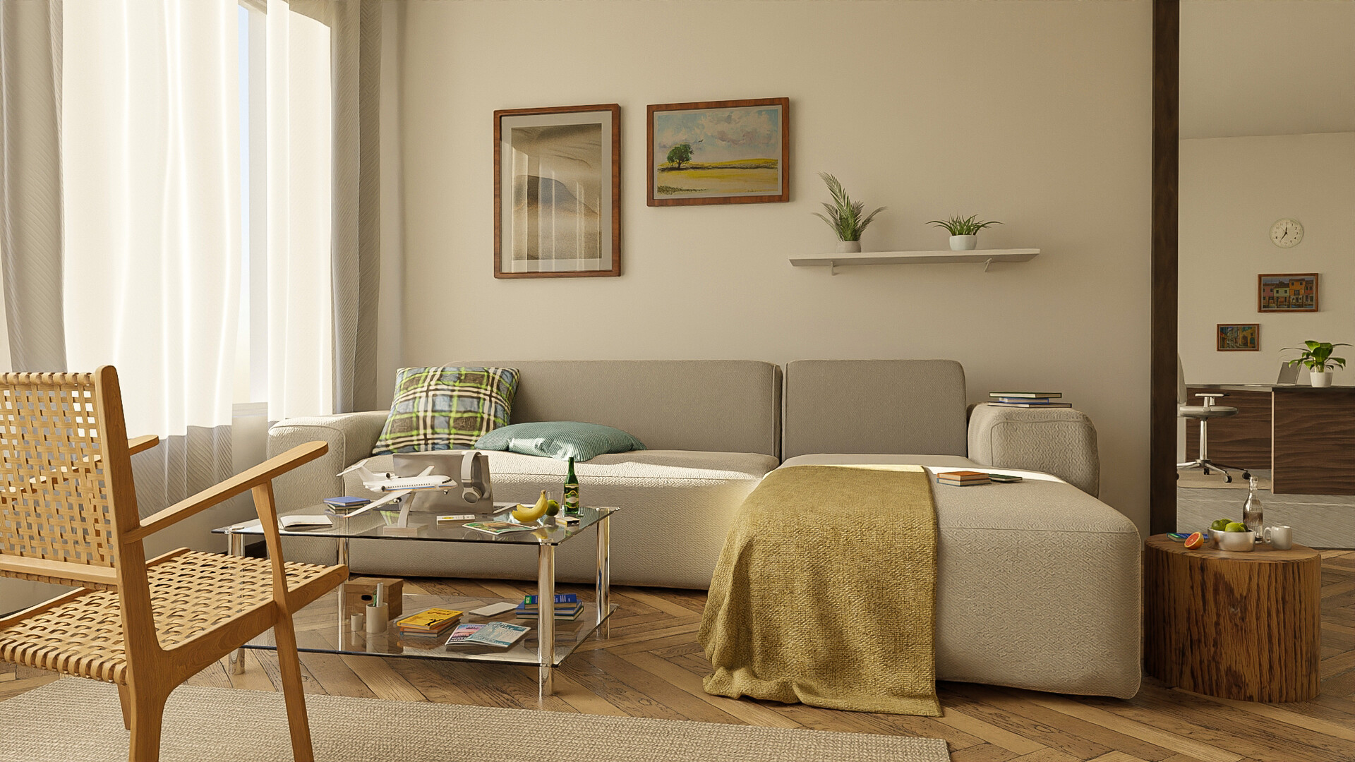 ArtStation - Modelling project: Sofa scene