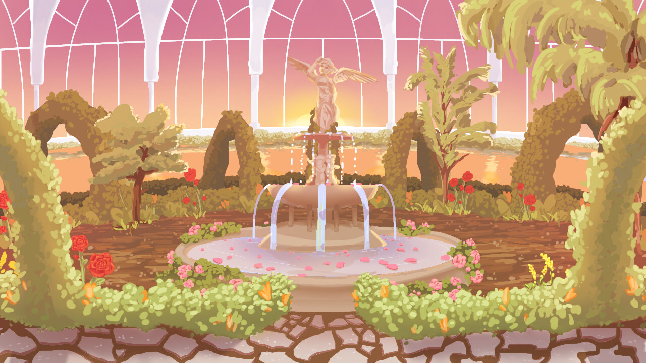 ArtStation - Garden at sunset