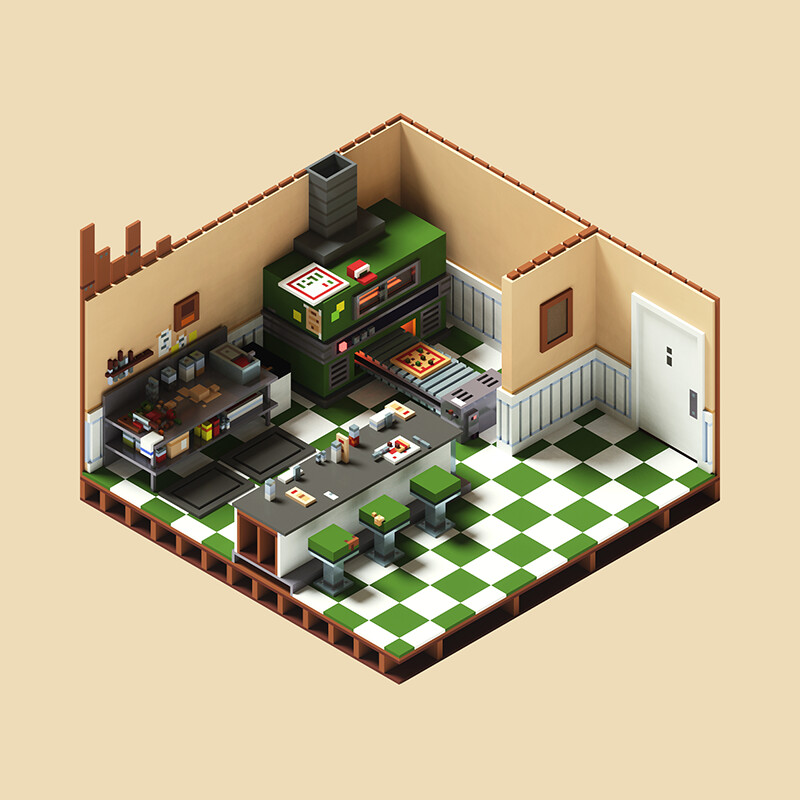 ArtStation - Voxel Pizza Shop