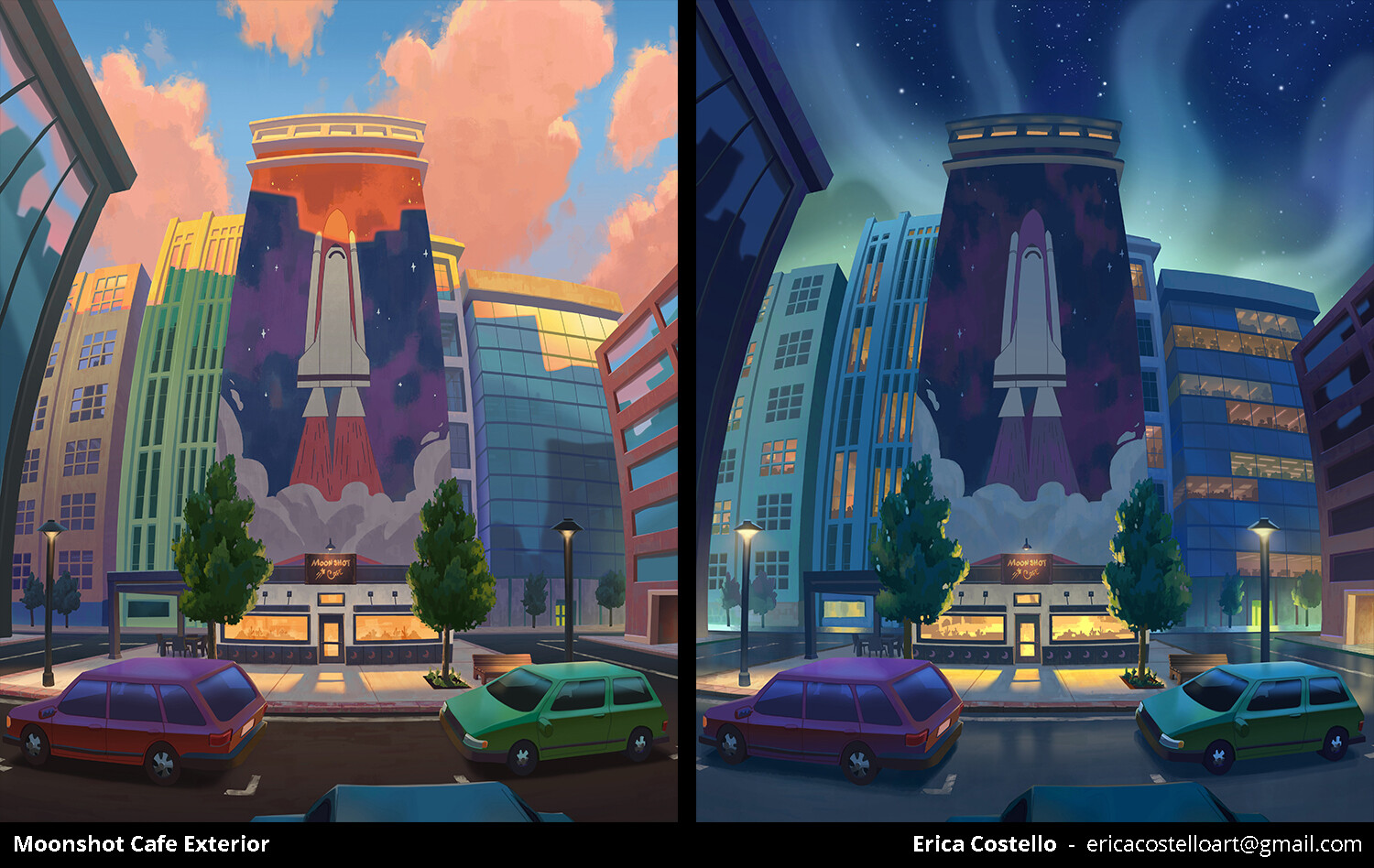 ArtStation - Moonshot Cafe Exterior BG Paint