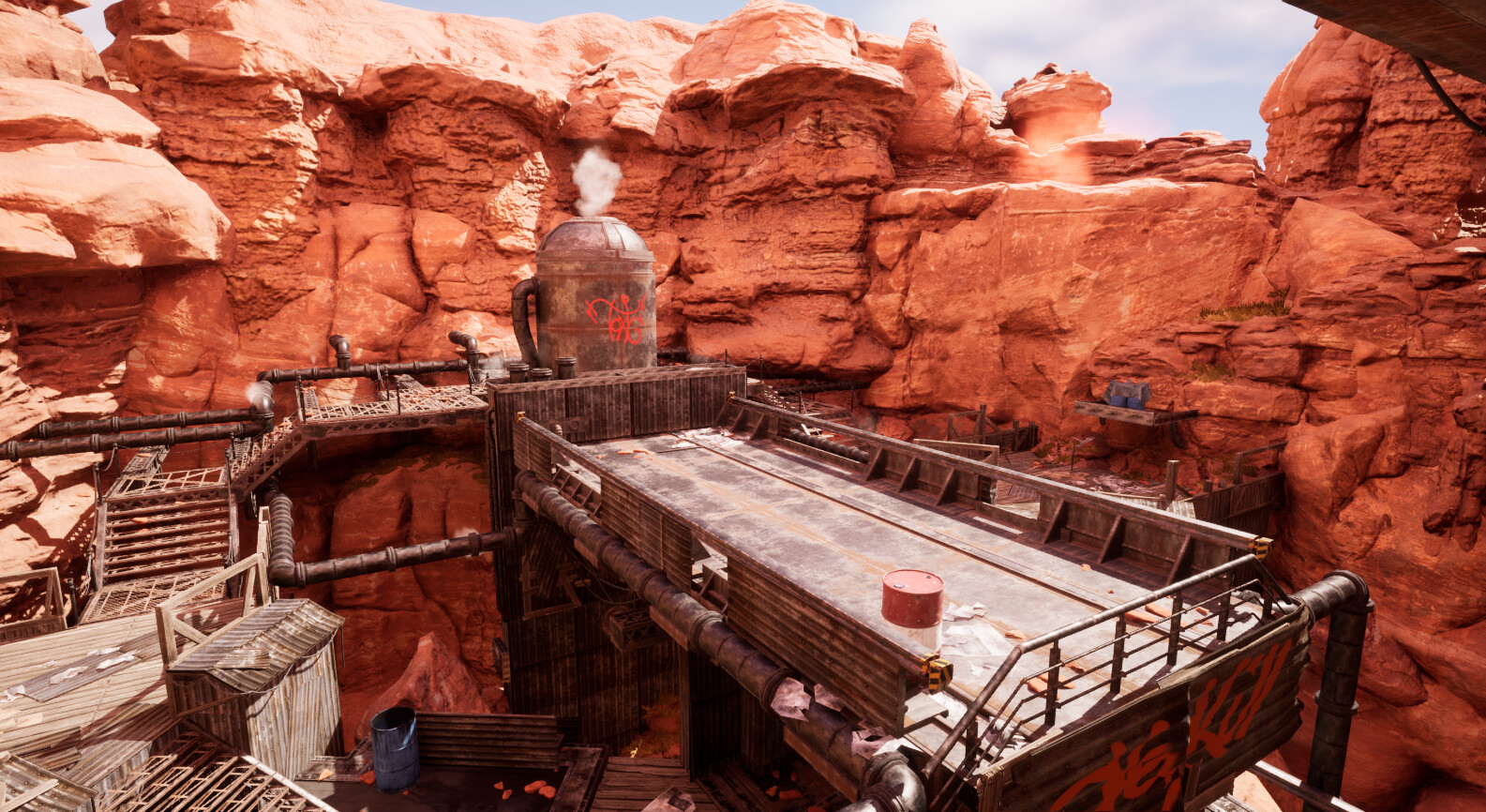 ArtStation - Factory in canyon