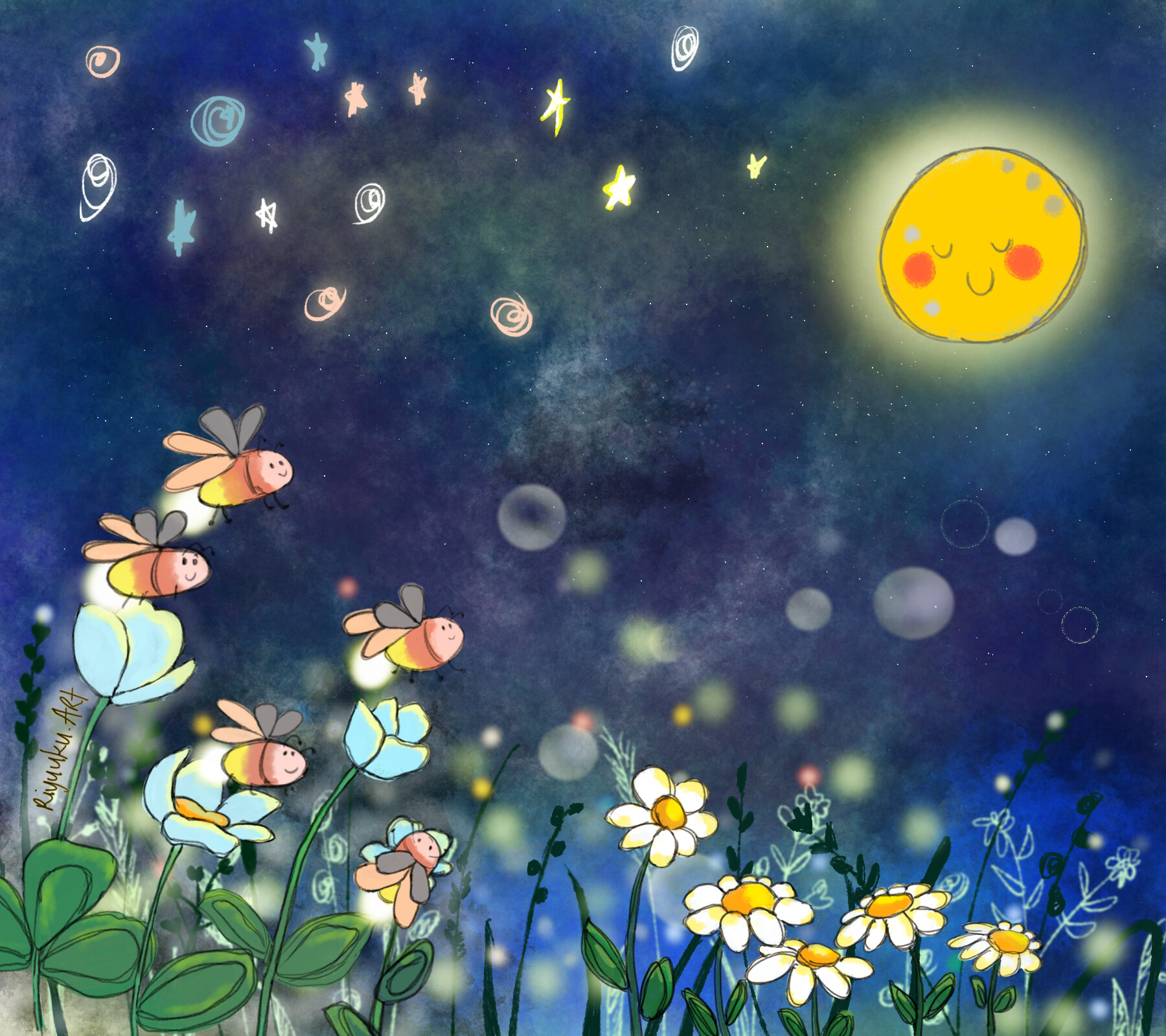 ArtStation - night sky_fireflies